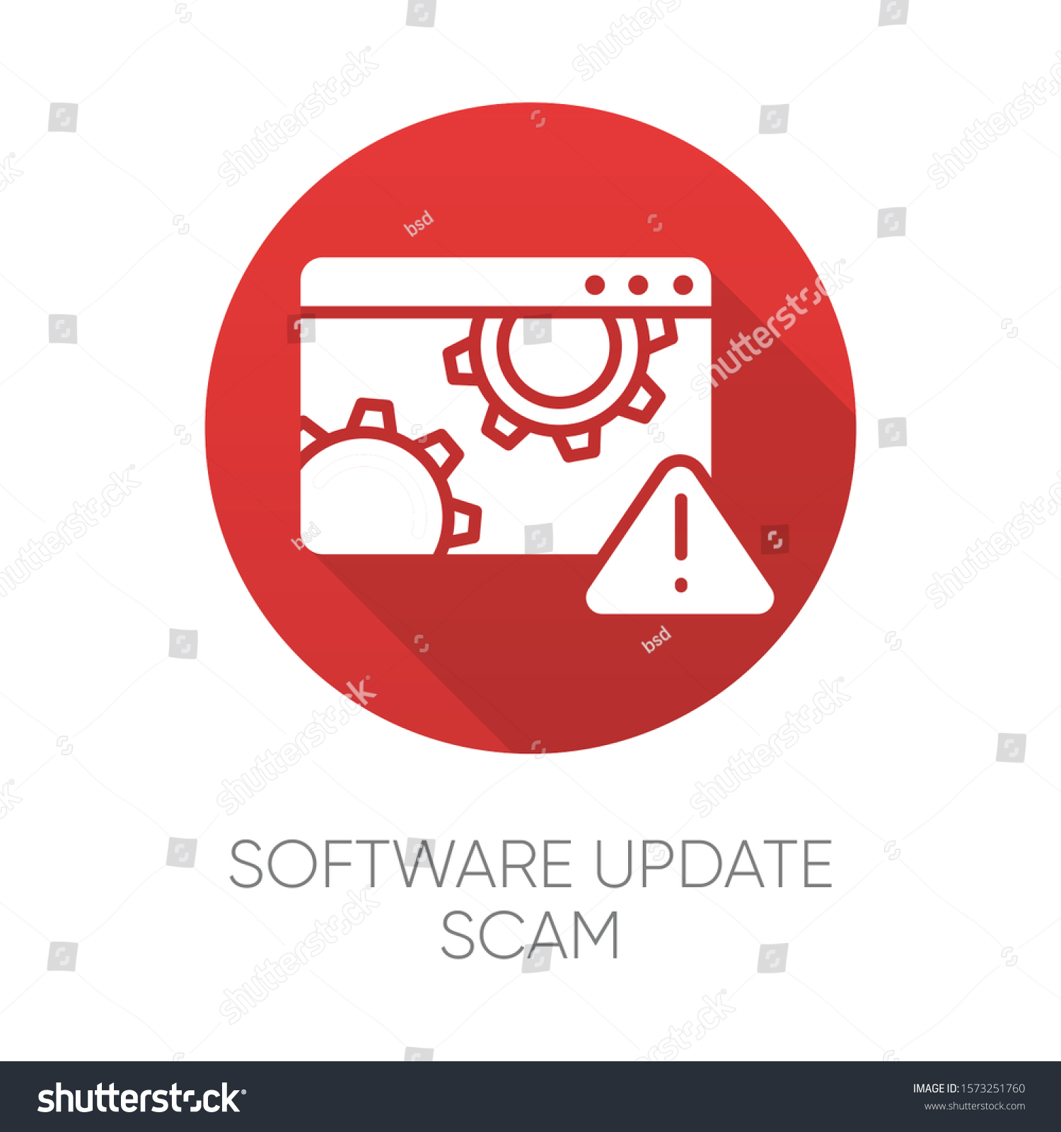 Software Update Scam Red Flat Design Stock Vector (Royalty Free ...