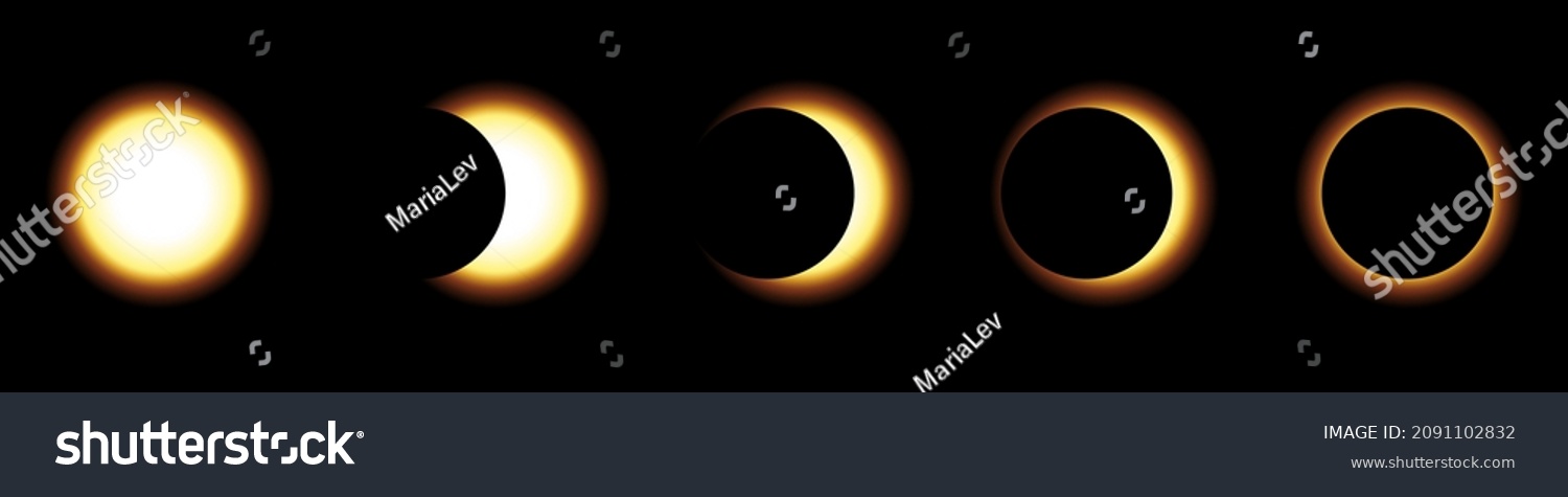 Solar Eclipse Vector Set Different Phases Stock Vector (Royalty Free ...