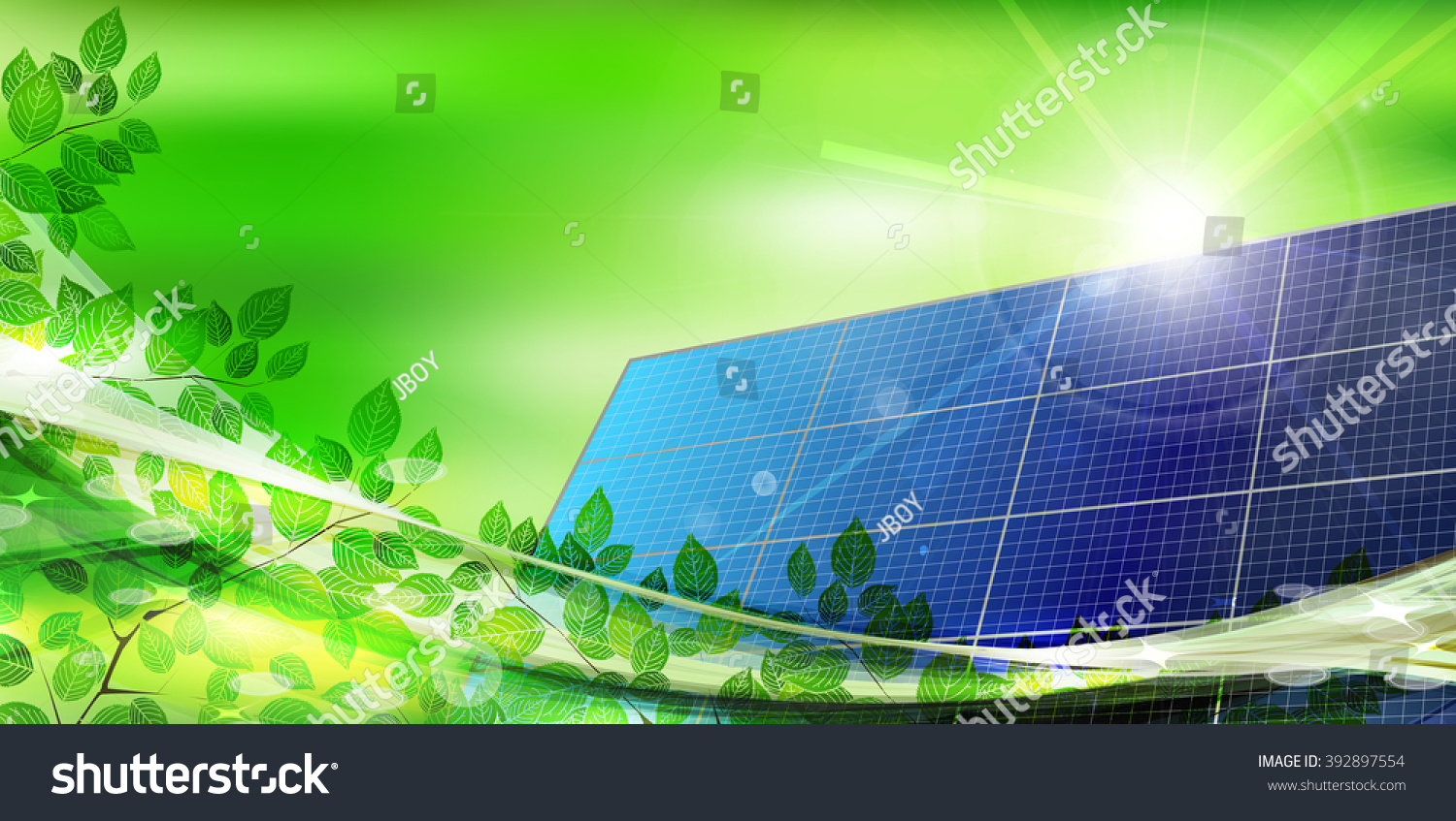 Solar Leaf Landscape Background Stock Vector (Royalty Free) 392897554 ...