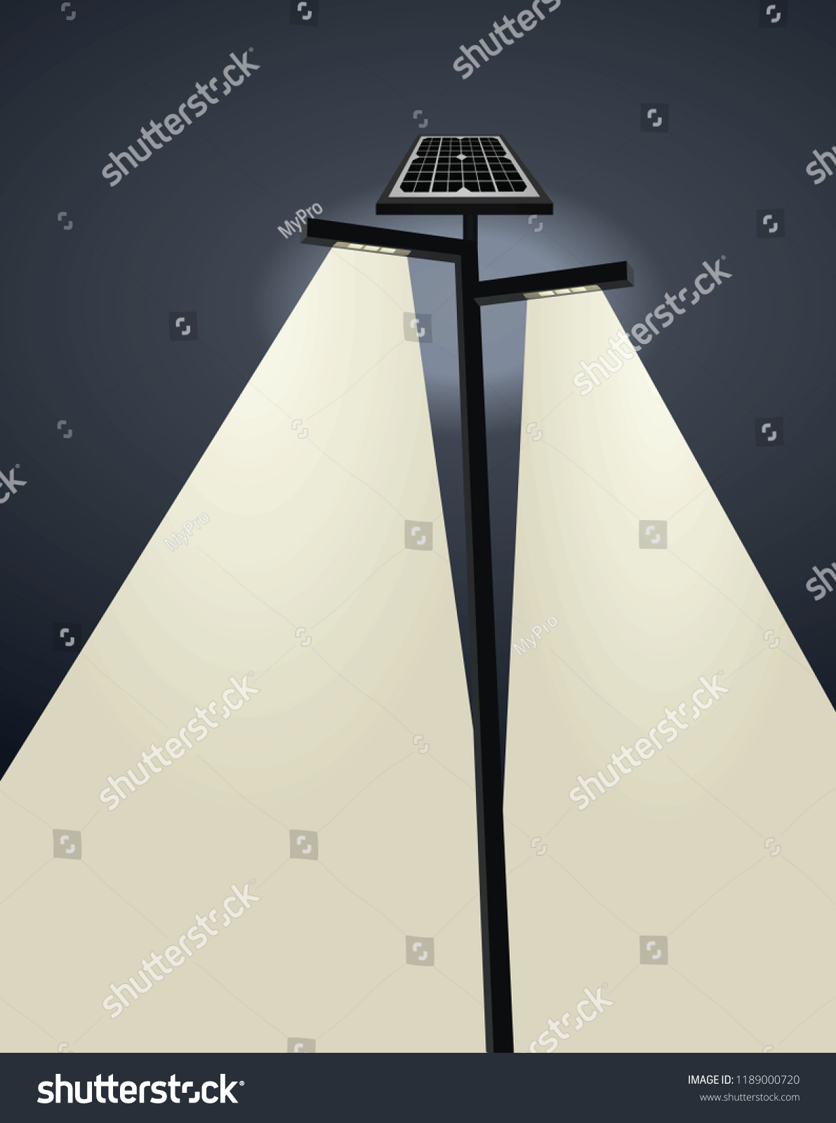 Solar Panel Street Lights Vector Illustration Stock Vector (Royalty ...