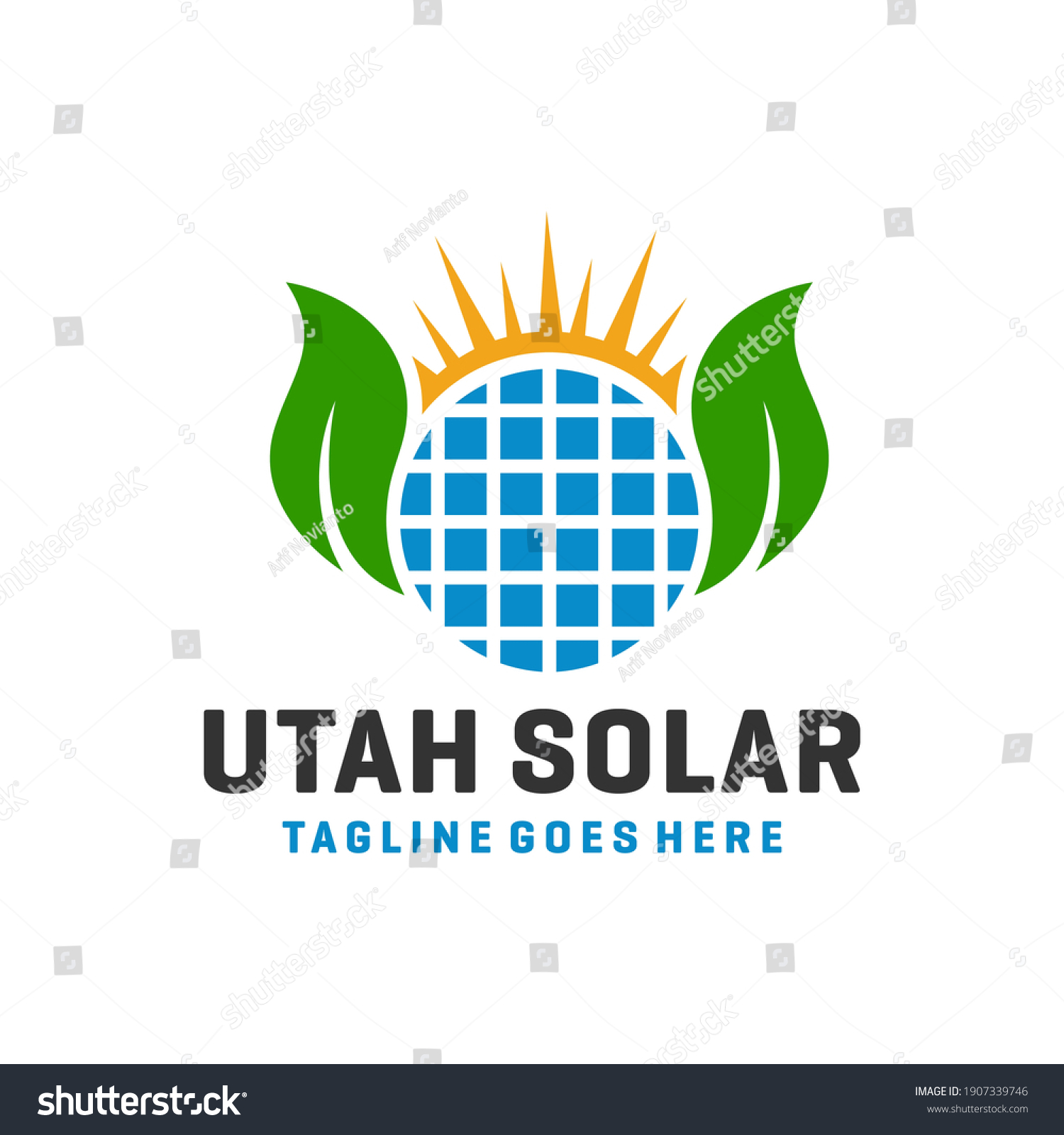 Solar Power Grid Logo Design Stock Vector (Royalty Free) 1907339746 ...