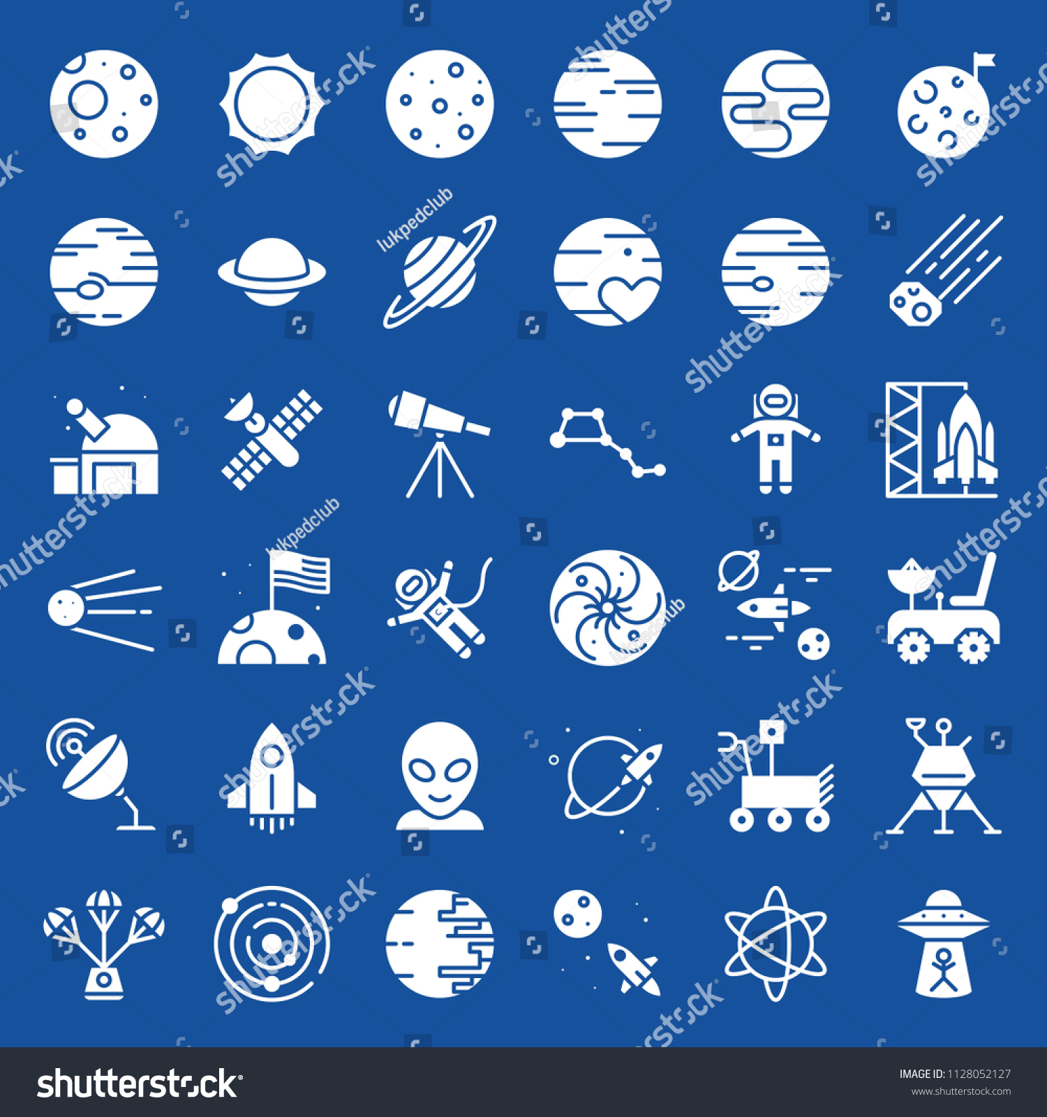 Solar System Space Astronaut Icons Solid Stock Vector (Royalty Free ...