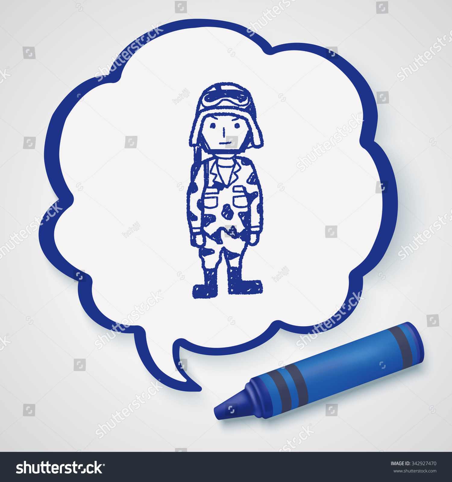 Soldier Doodle Stock Vector (Royalty Free) 342927470