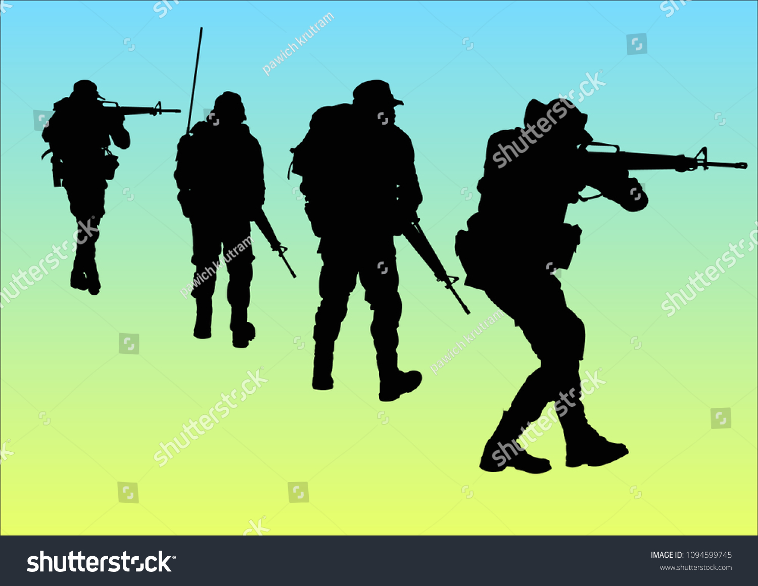Soldier Vector Black Style Stock Vector (Royalty Free) 1094599745 ...