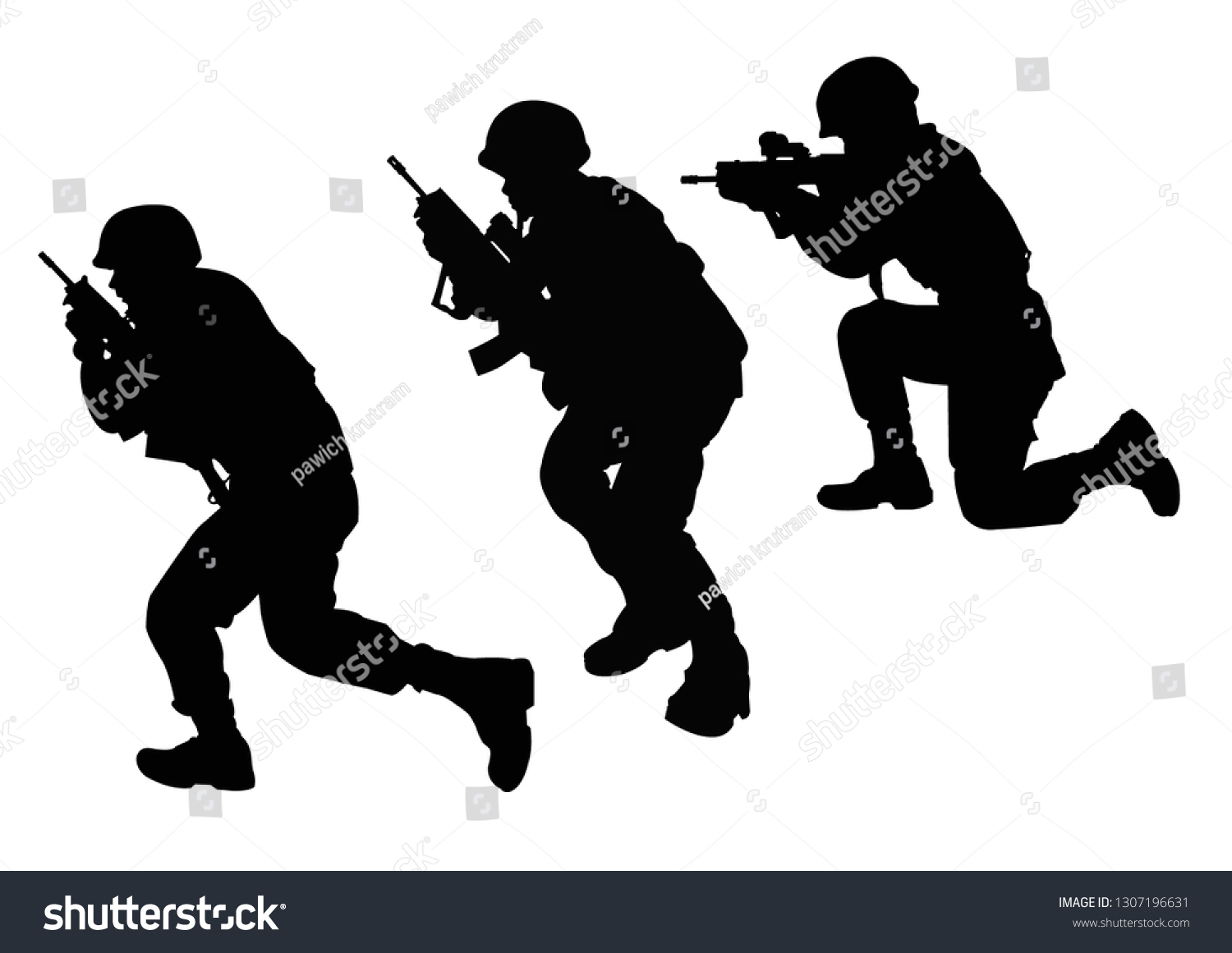 Soldier Vector Black Style Stock Vector (Royalty Free) 1307196631