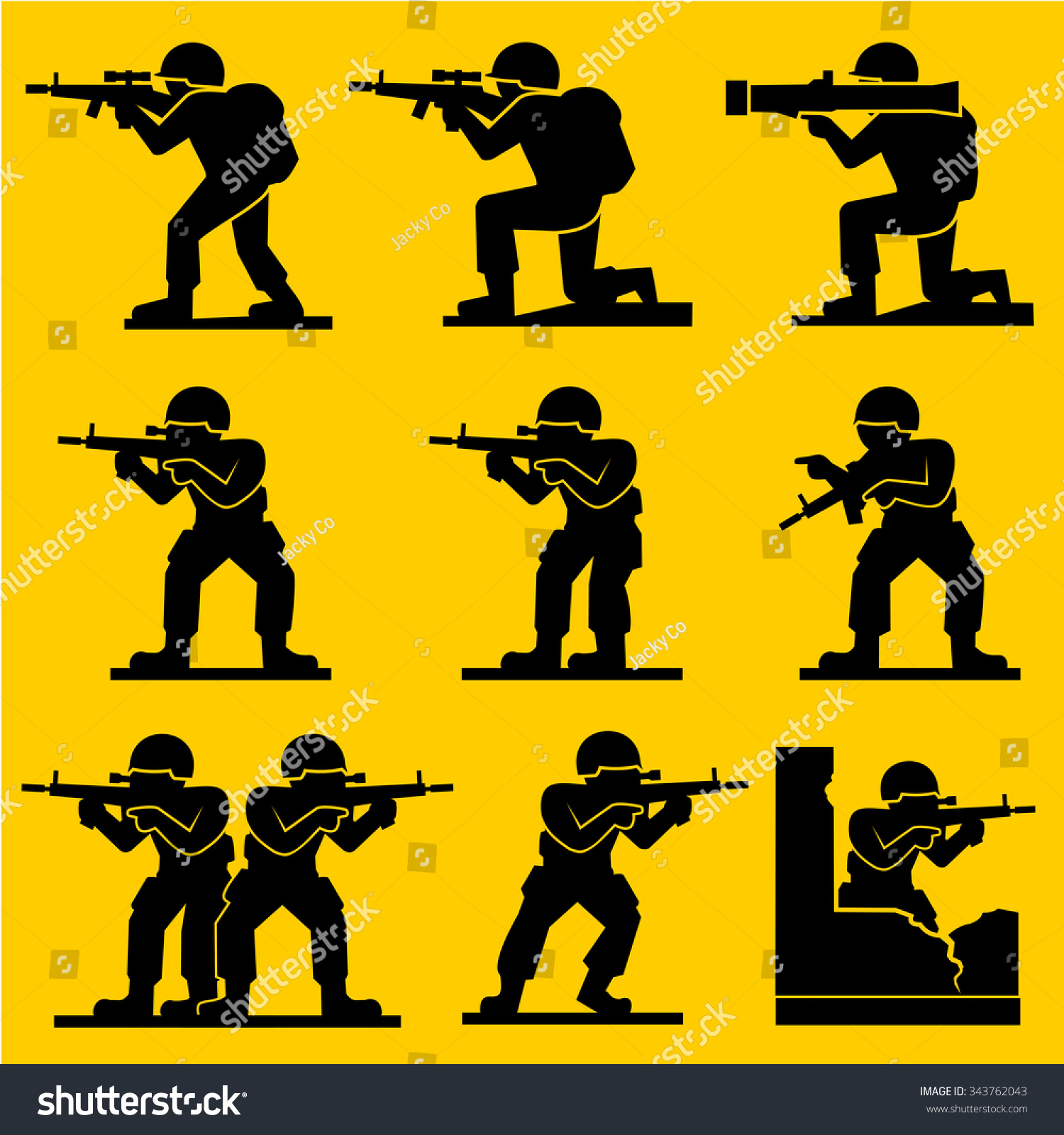 Soldiers Icons Vector Stock Vector (Royalty Free) 343762043