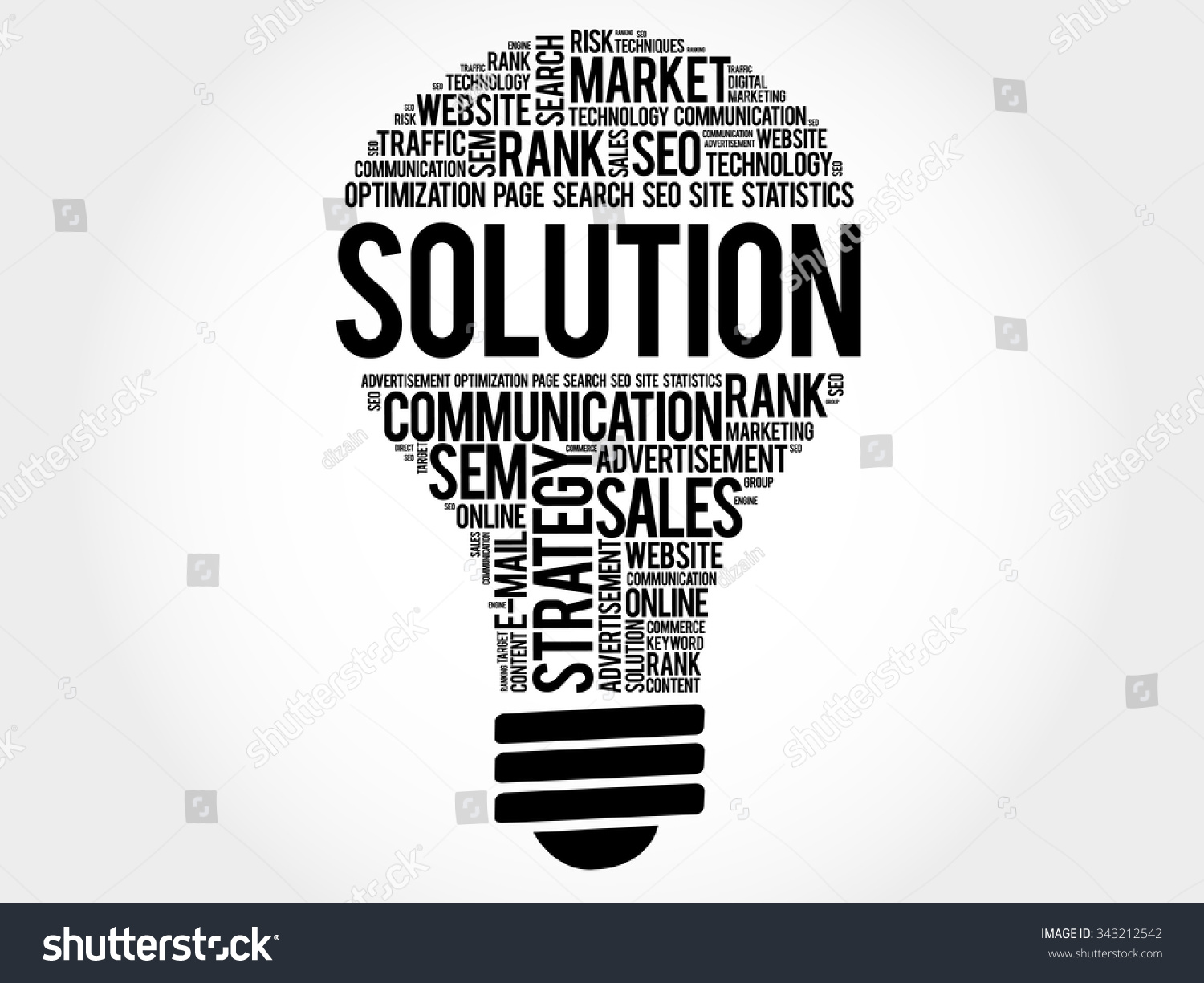 Solution Bulb Word Cloud Business Concept Stock Vector (Royalty Free ...