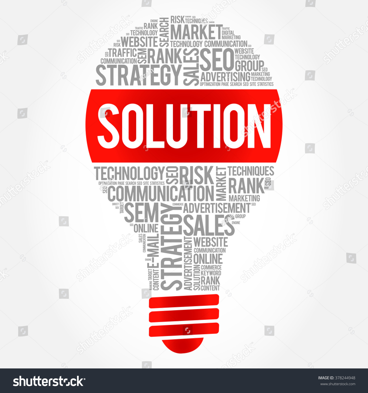 Solution Bulb Word Cloud Business Concept Stock Vector (Royalty Free ...