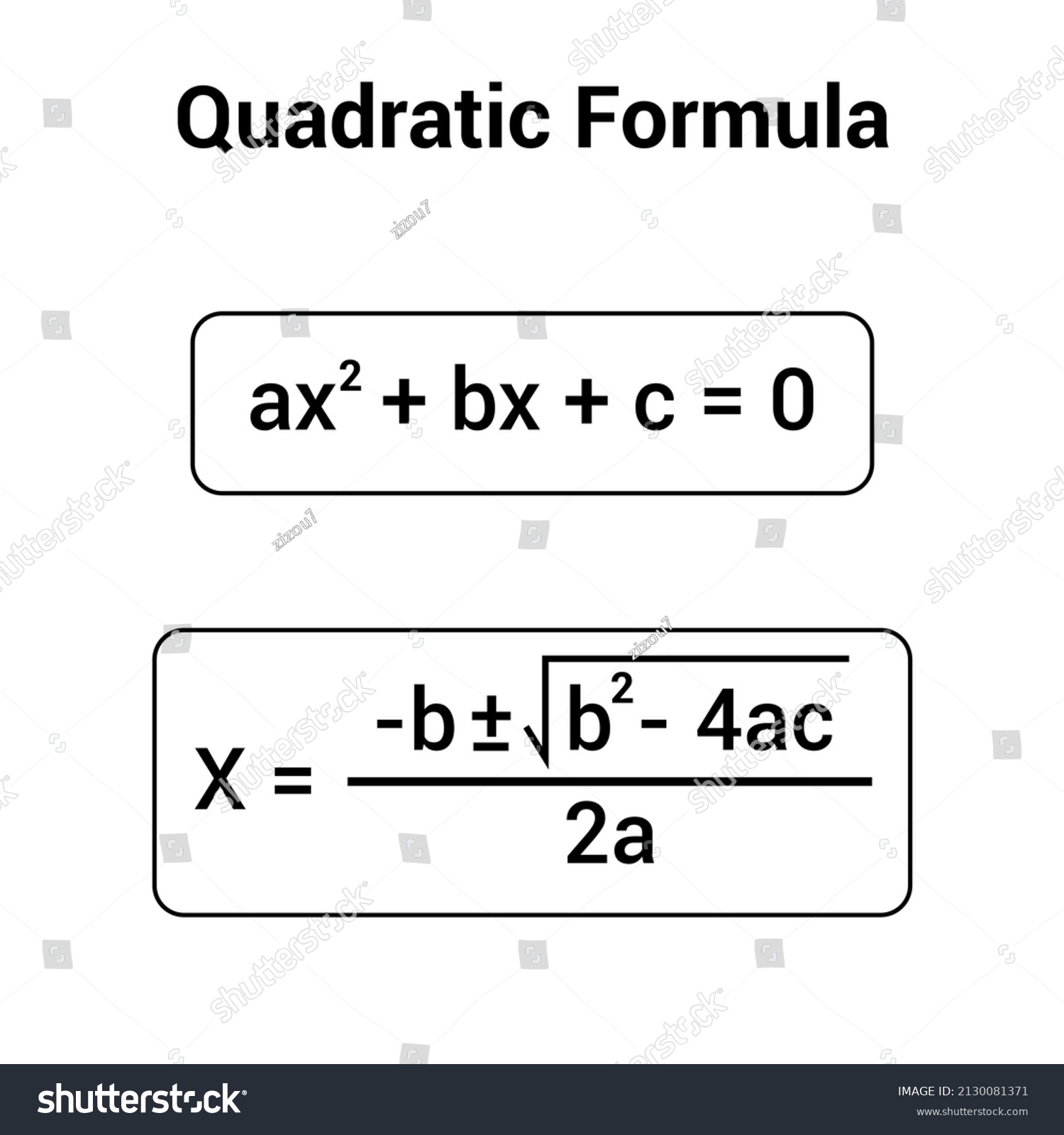 Solving Quadratic Equation Formula Mathematics Stock Vector (Royalty ...