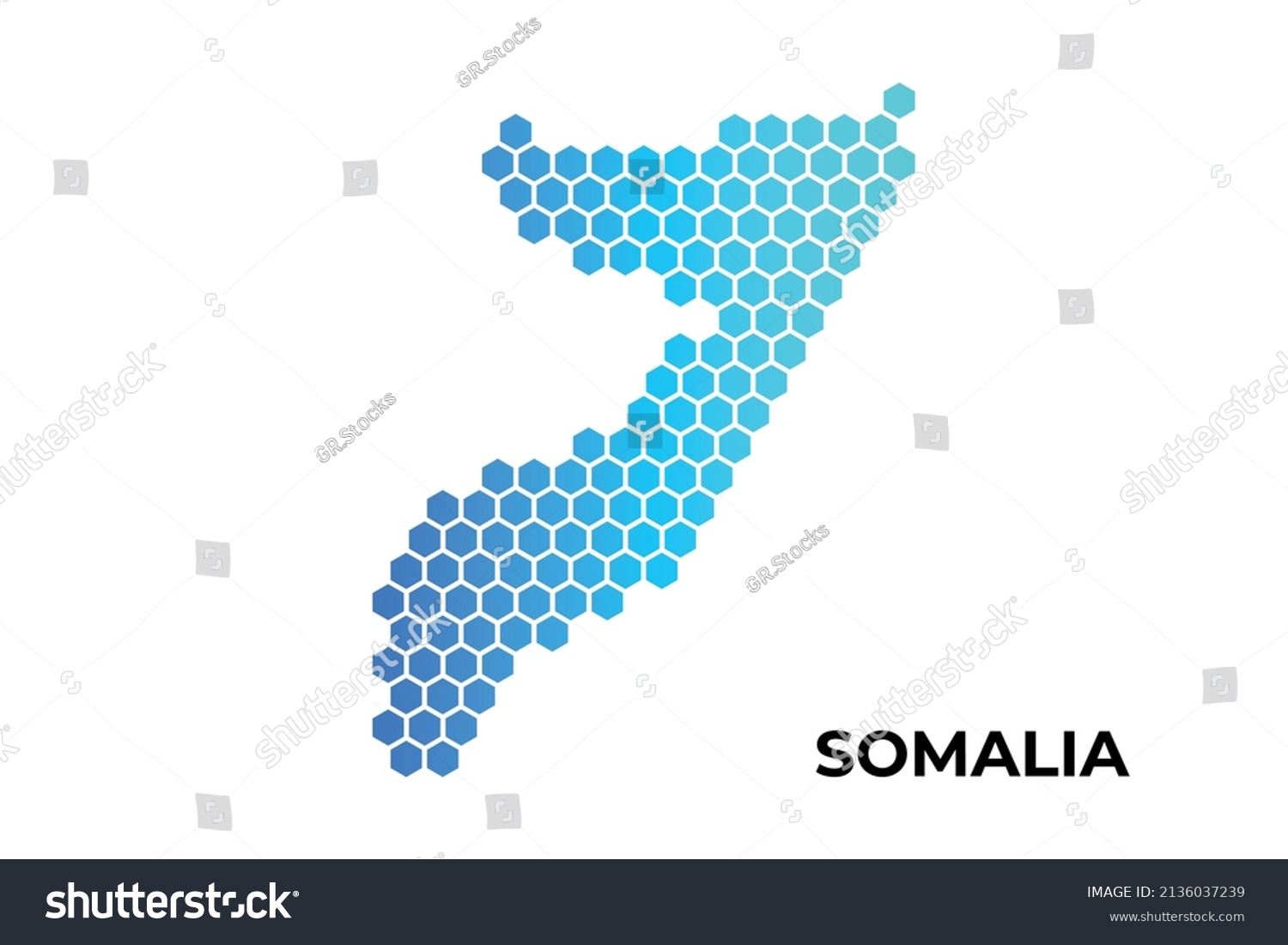 Somalia Map Digital Hexagon Shape On Stock Vector (Royalty Free ...