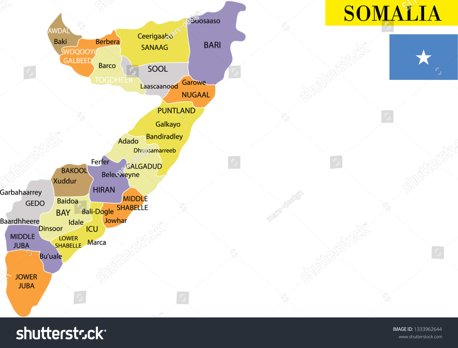 Somalia Map Vector Illustration Stock Vector (Royalty Free) 1333962644