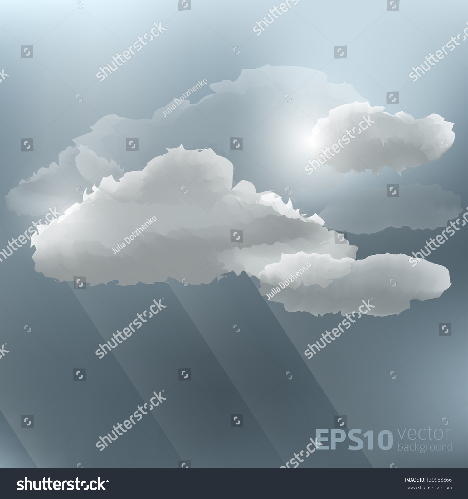 Somber Sky Clouds Vector Background Illustration Stock Vector (Royalty ...