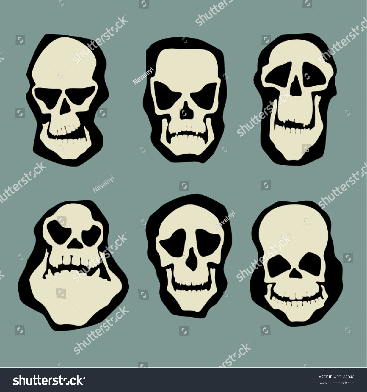 Some Skull Characters Emotions Set Vector Stock Vector (Royalty Free ...