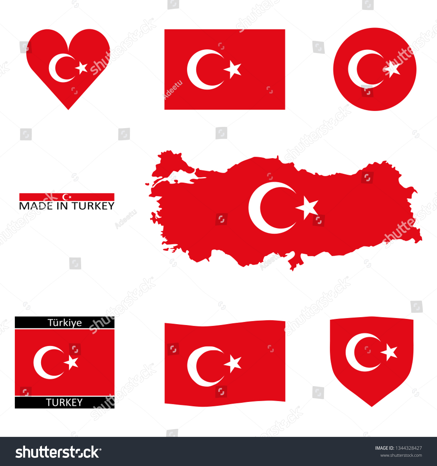 Some Turkish Flags Map Stock Vector (Royalty Free) 1344328427 ...