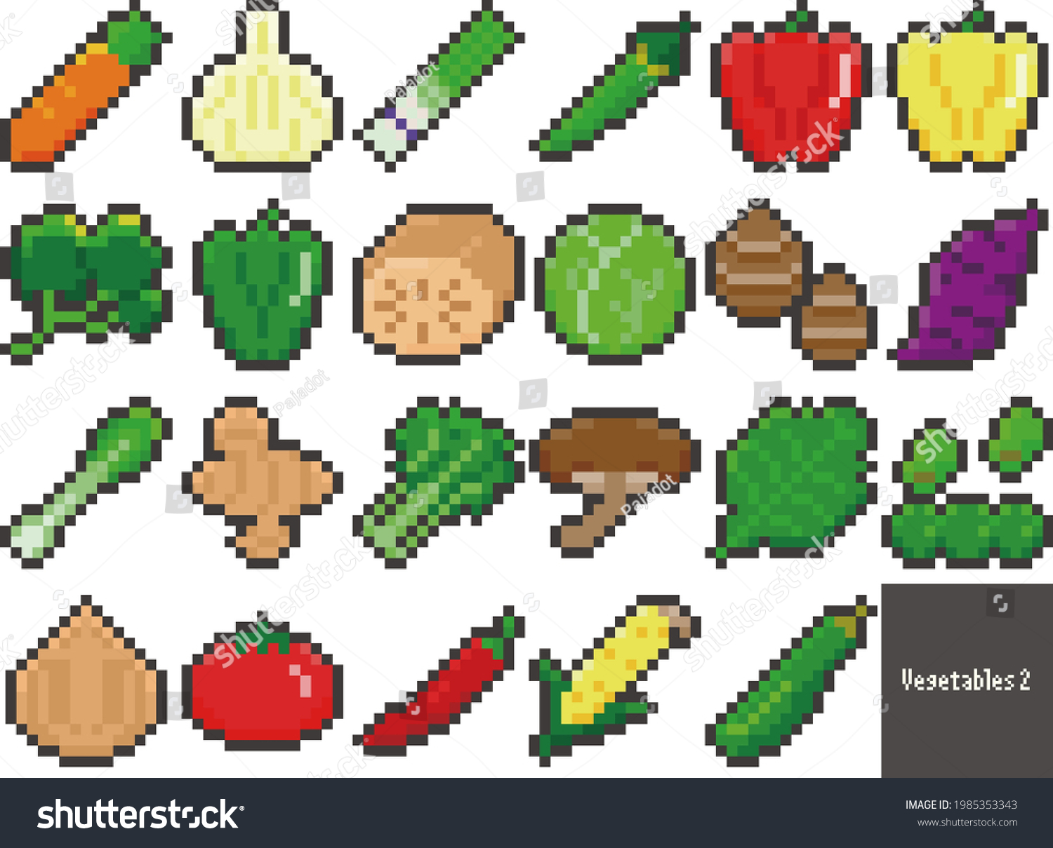 Some Vegetables Made Pixel Art: เวกเตอร์สต็อก (ปลอดค่าลิขสิทธิ์ ...