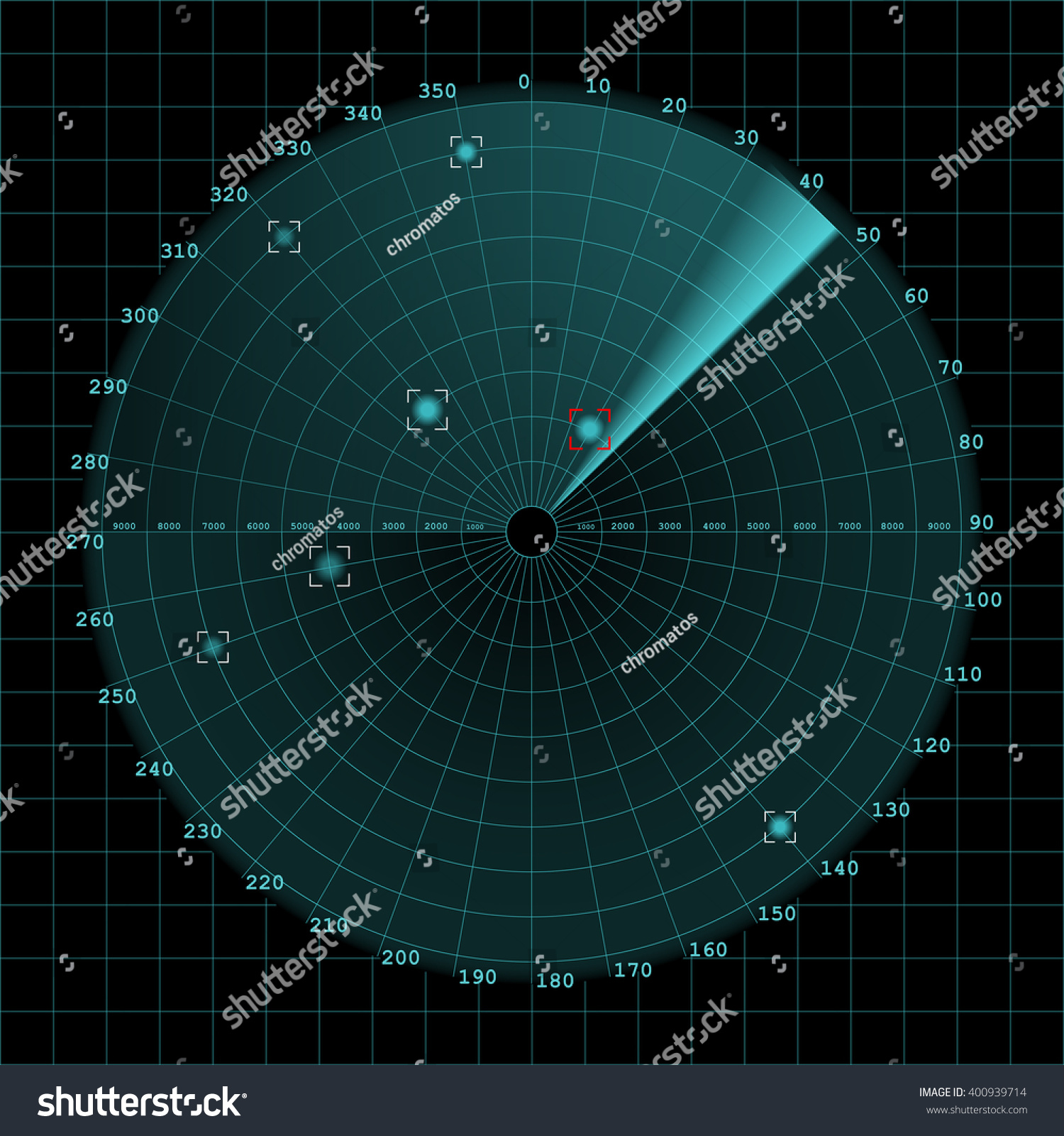 Sonar Screen On Grid 2d Vector: vector de stock (libre de regalías ...