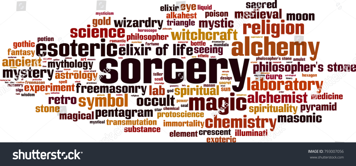 Sorcery Word Cloud Concept Vector Illustration: เวกเตอร์สต็อก (ปลอดค่า ...