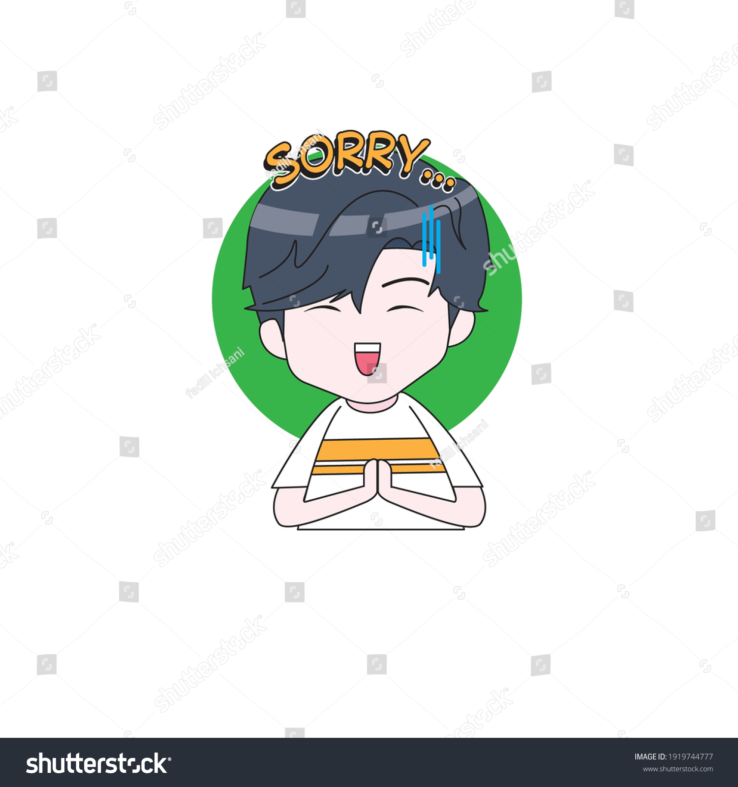 Sorry Expression Illustration Character Chibi Sticker Stock Vector ...