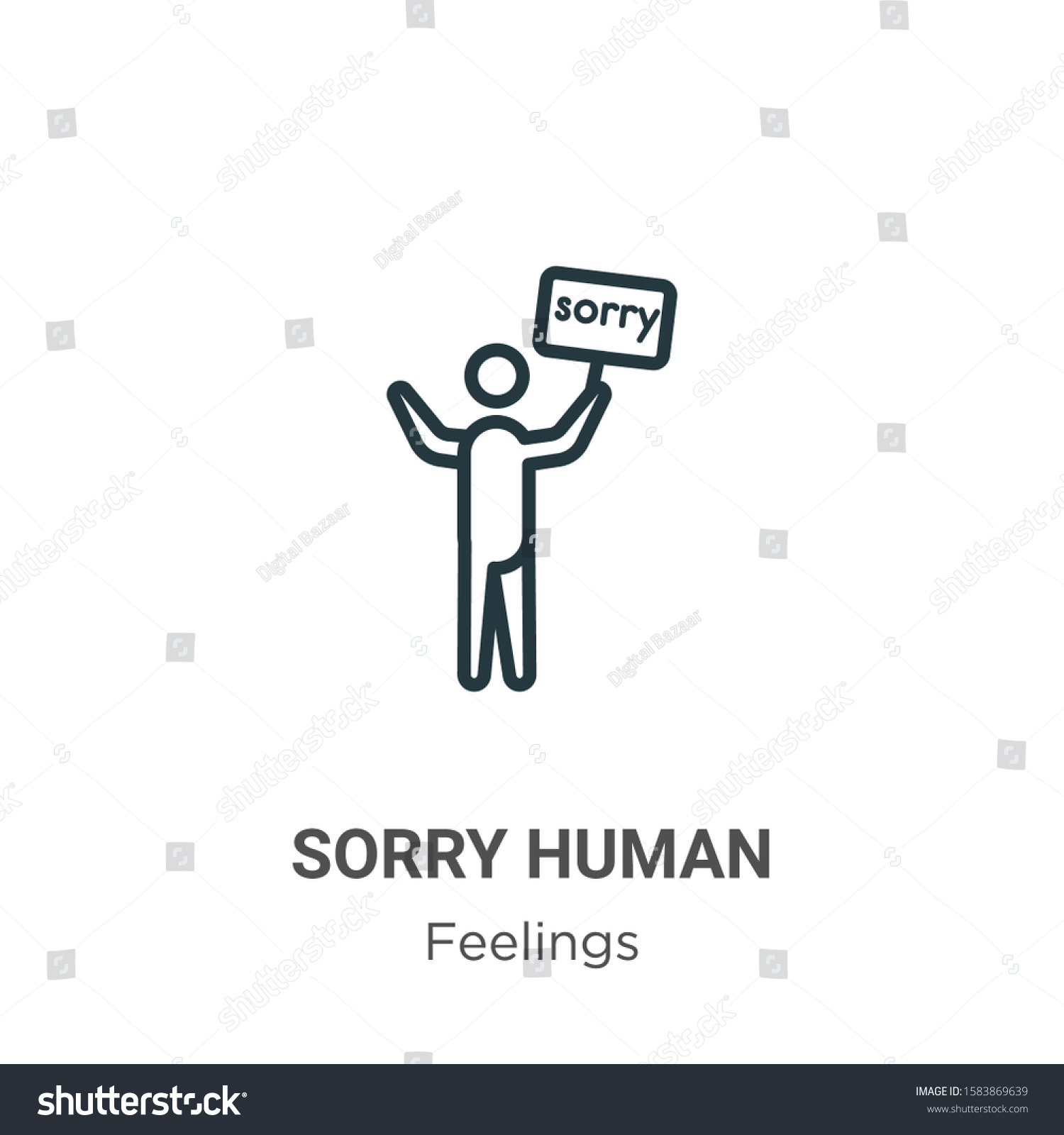 Sorry Human Outline Vector Icon Thin Stock Vector (Royalty Free) 1583869639 Sorry Human Outline Vector Icon Thin Stock Vector (Royalty Free) 1583869639