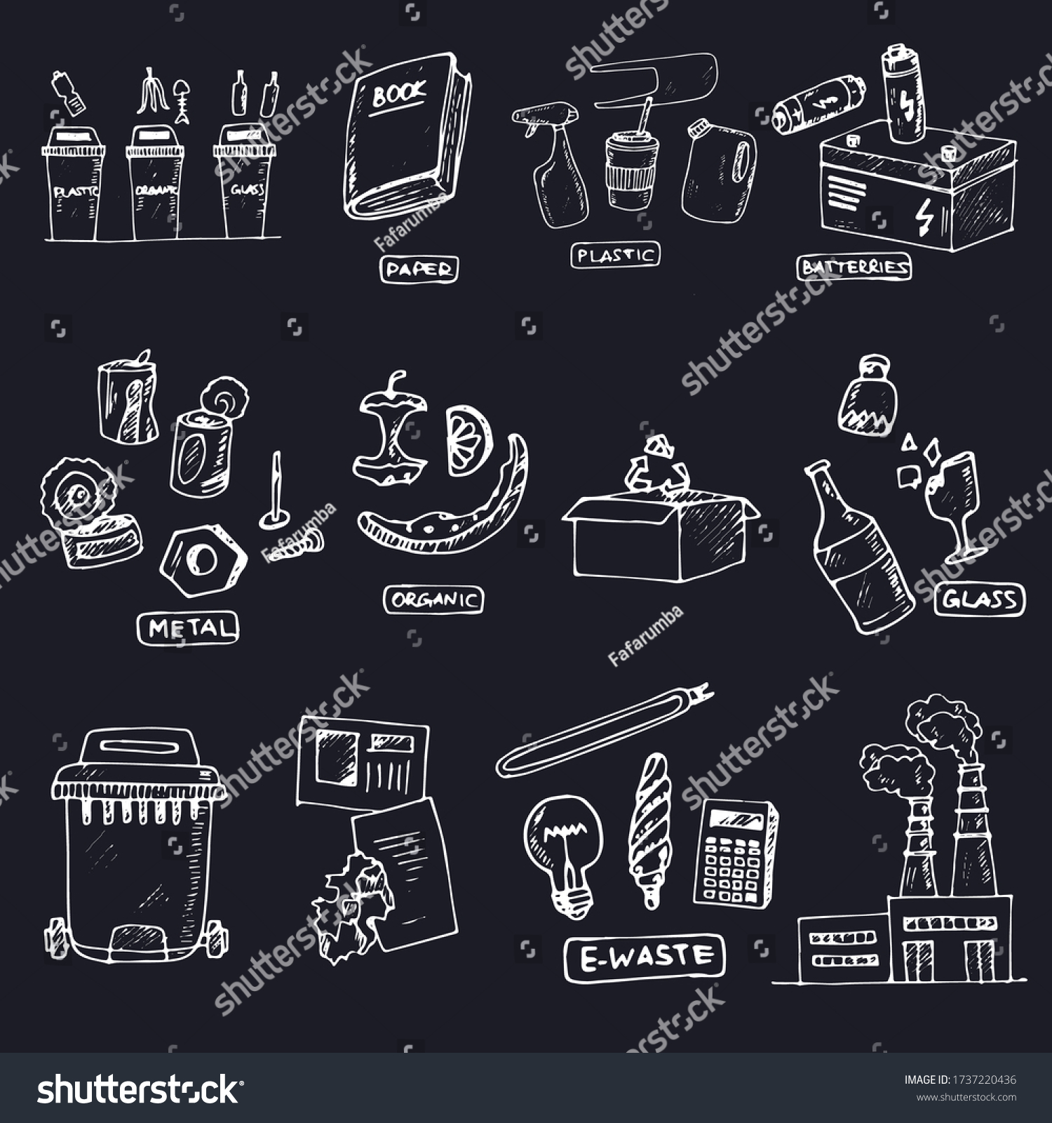 Sorting Recycling Isolated Hand Drawn Doodles Stock Vector (Royalty ...