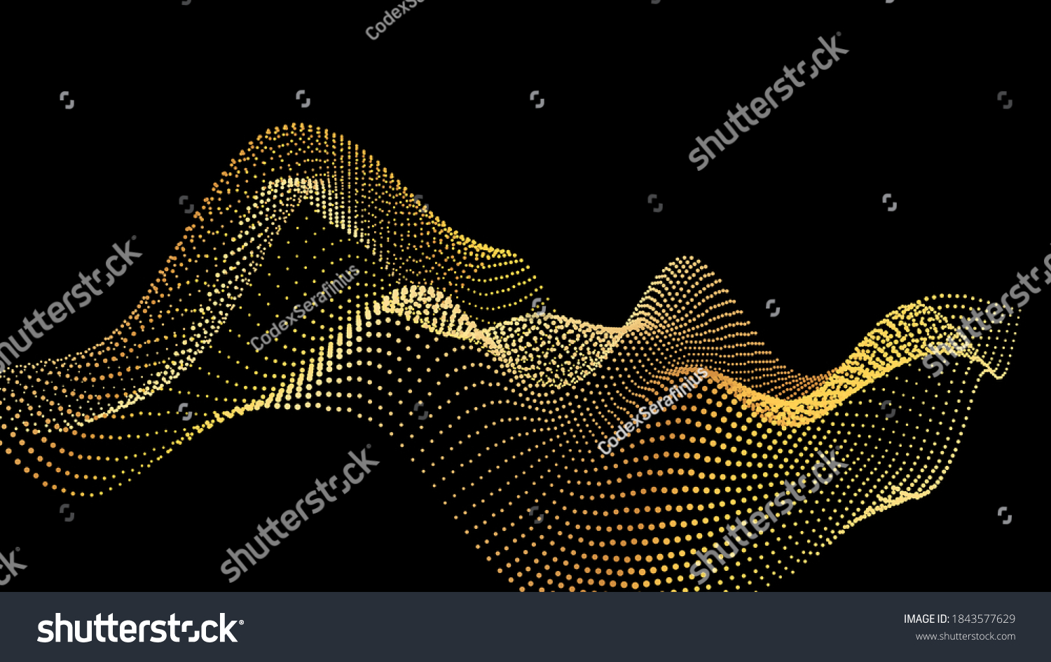 Sound Wave Node Gold Interface Big Stock Vector (Royalty Free) 1843577629