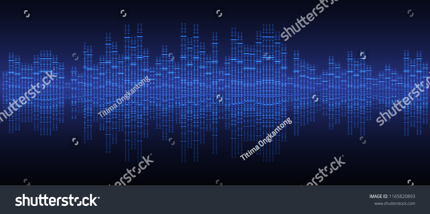 Sound Waves Oscillating Dark Blue Light Stock Vector (Royalty Free ...