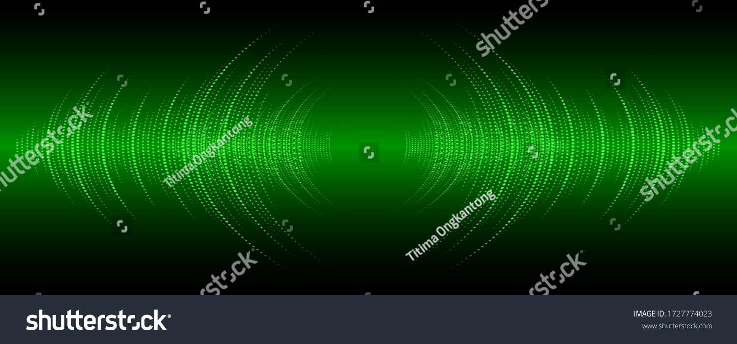 Sound Waves Oscillating Dark Green Light Stock Vector (Royalty Free ...