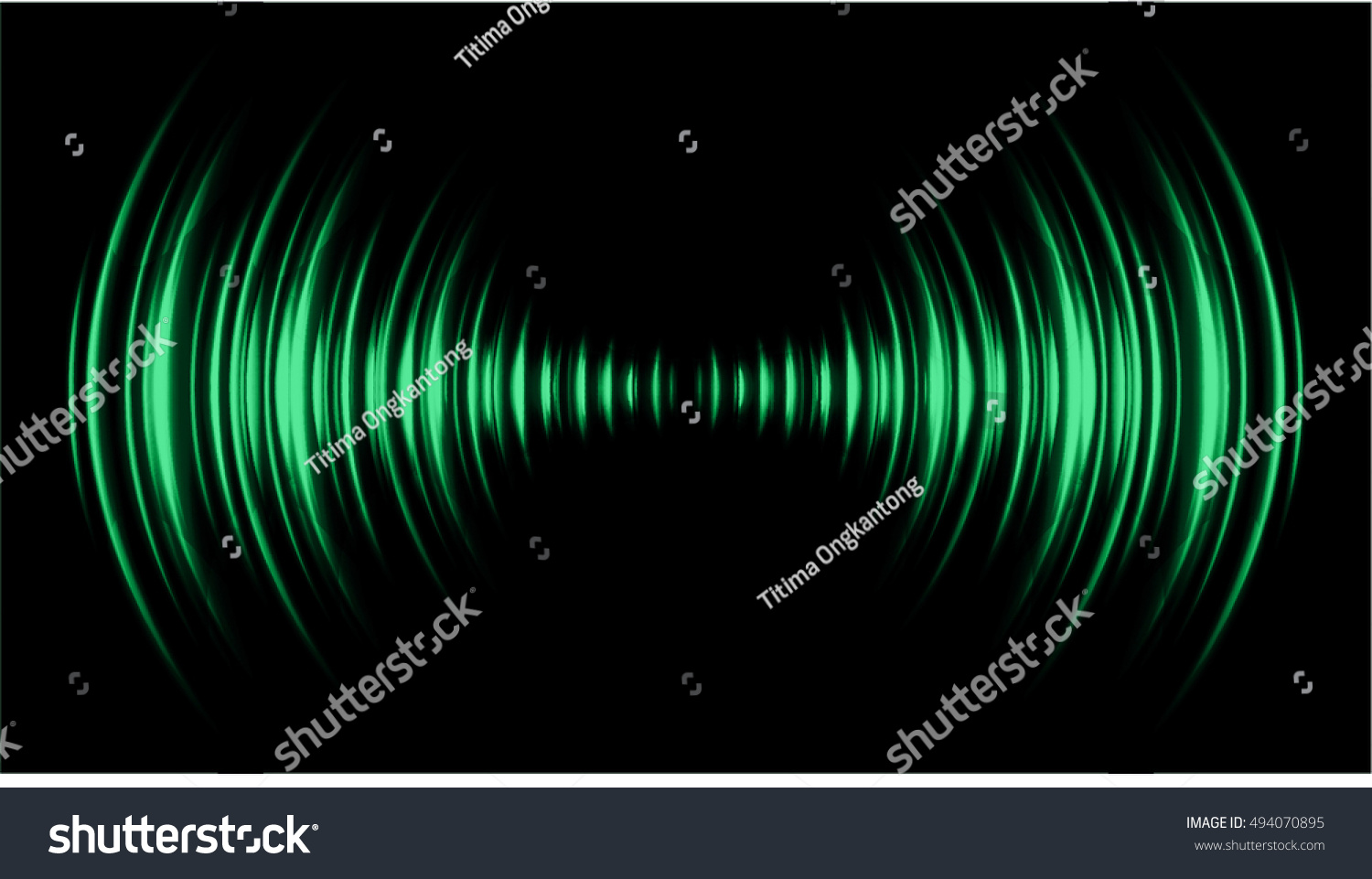 Sound Waves Oscillating Dark Green Light Stock Vector (Royalty Free ...