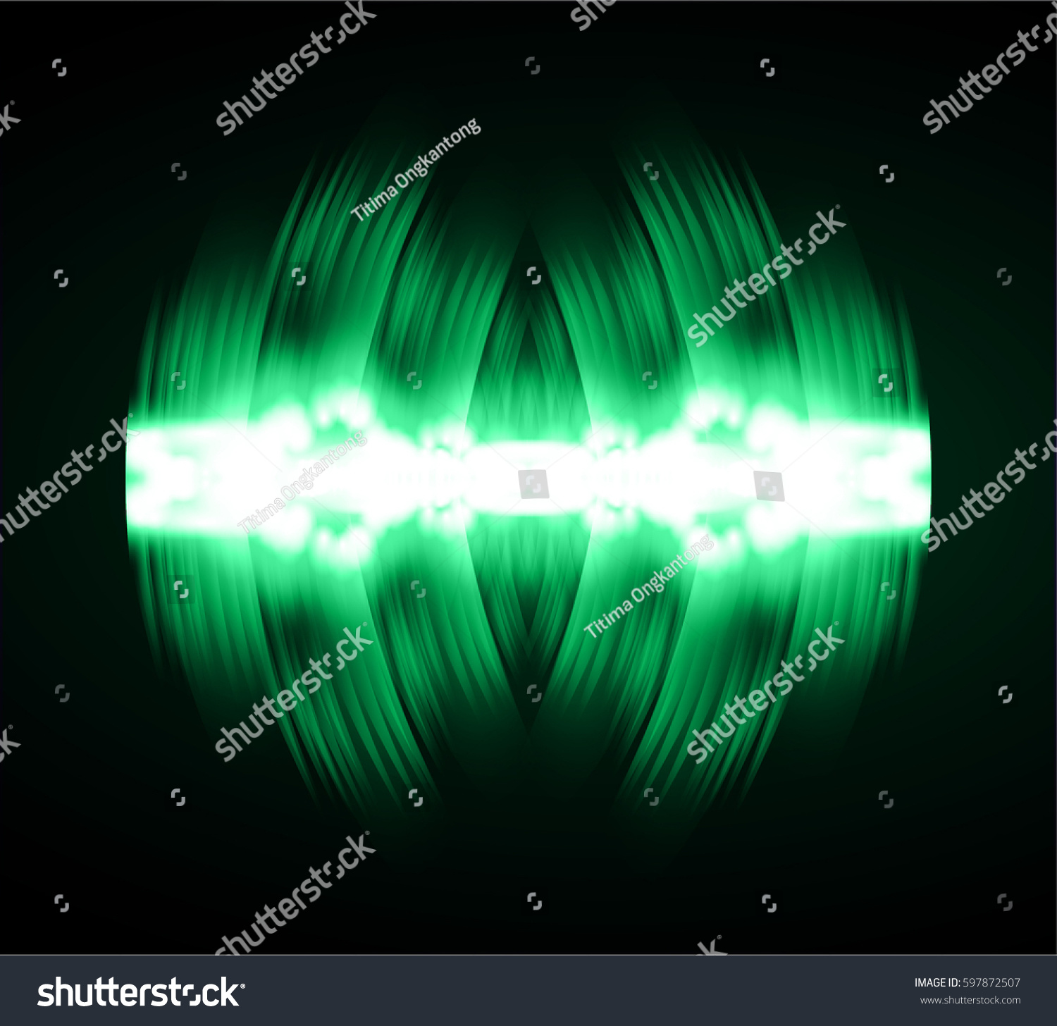 Sound Waves Oscillating Dark Green Light Stock Vector (Royalty Free ...