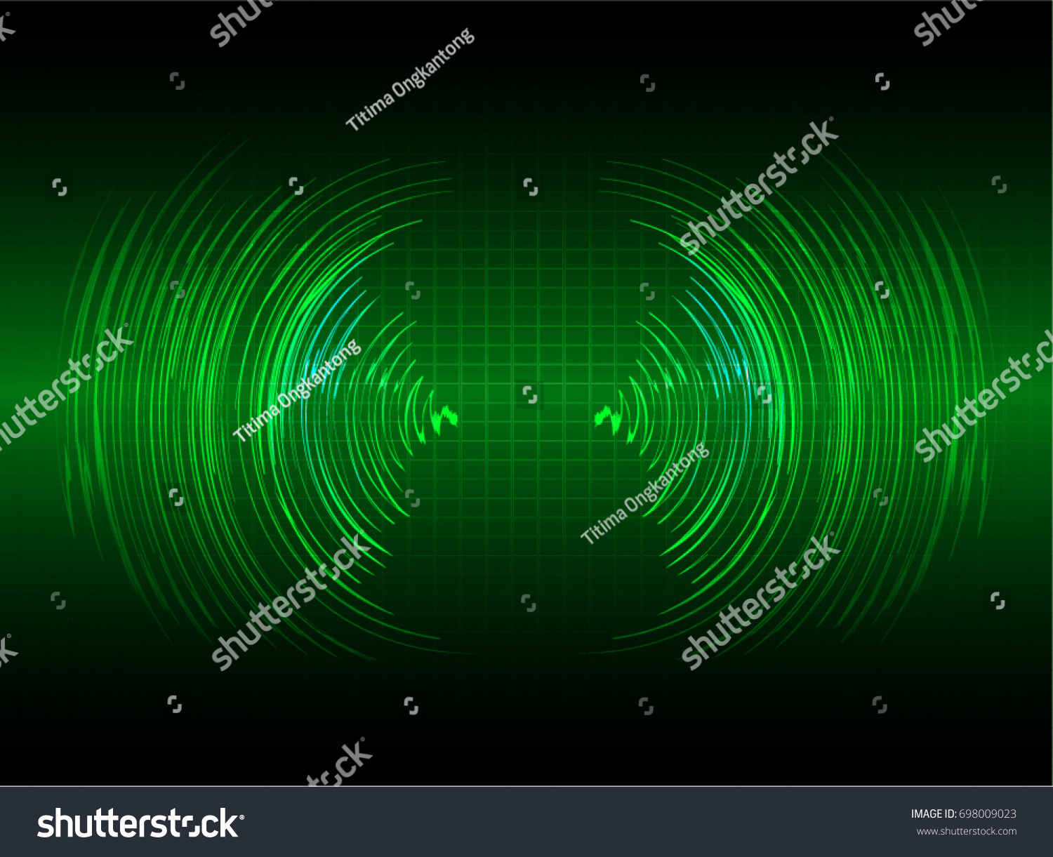 Sound Waves Oscillating Dark Green Light Stock Vector (Royalty Free ...