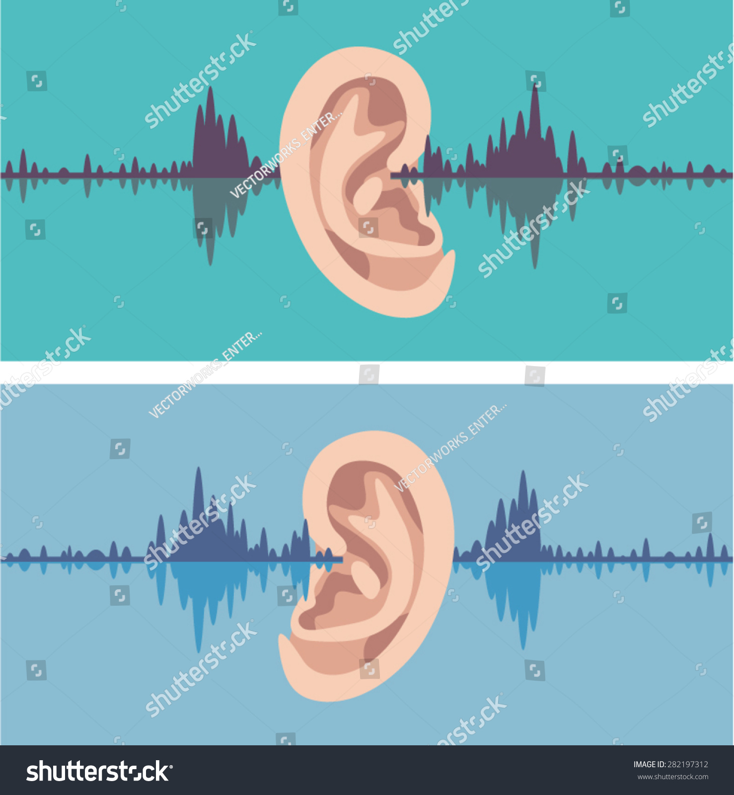 Soundwave Through Human Ear Stock Vector (Royalty Free) 282197312 ...