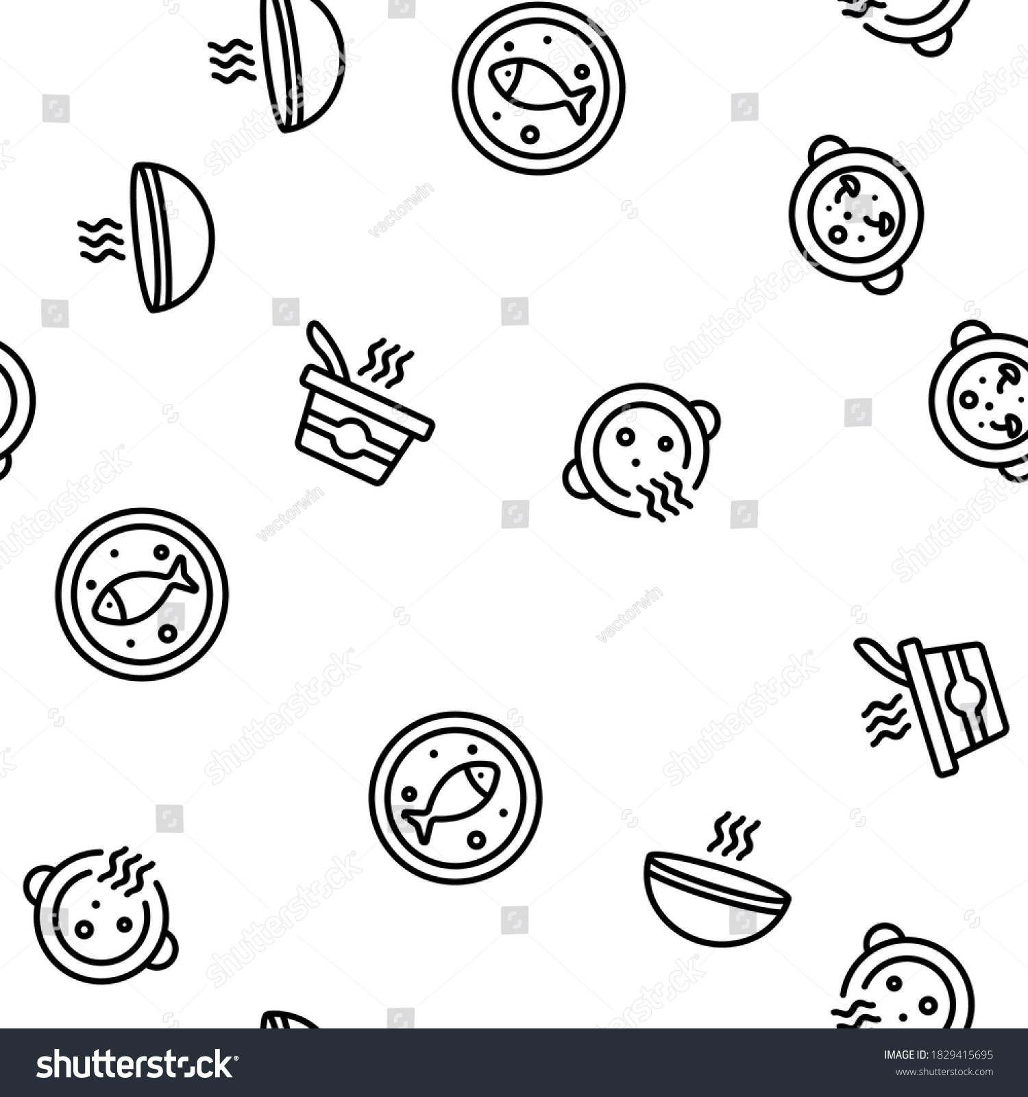 Soup Different Recipe Vector Seamless Pattern Stock Vector (Royalty ...