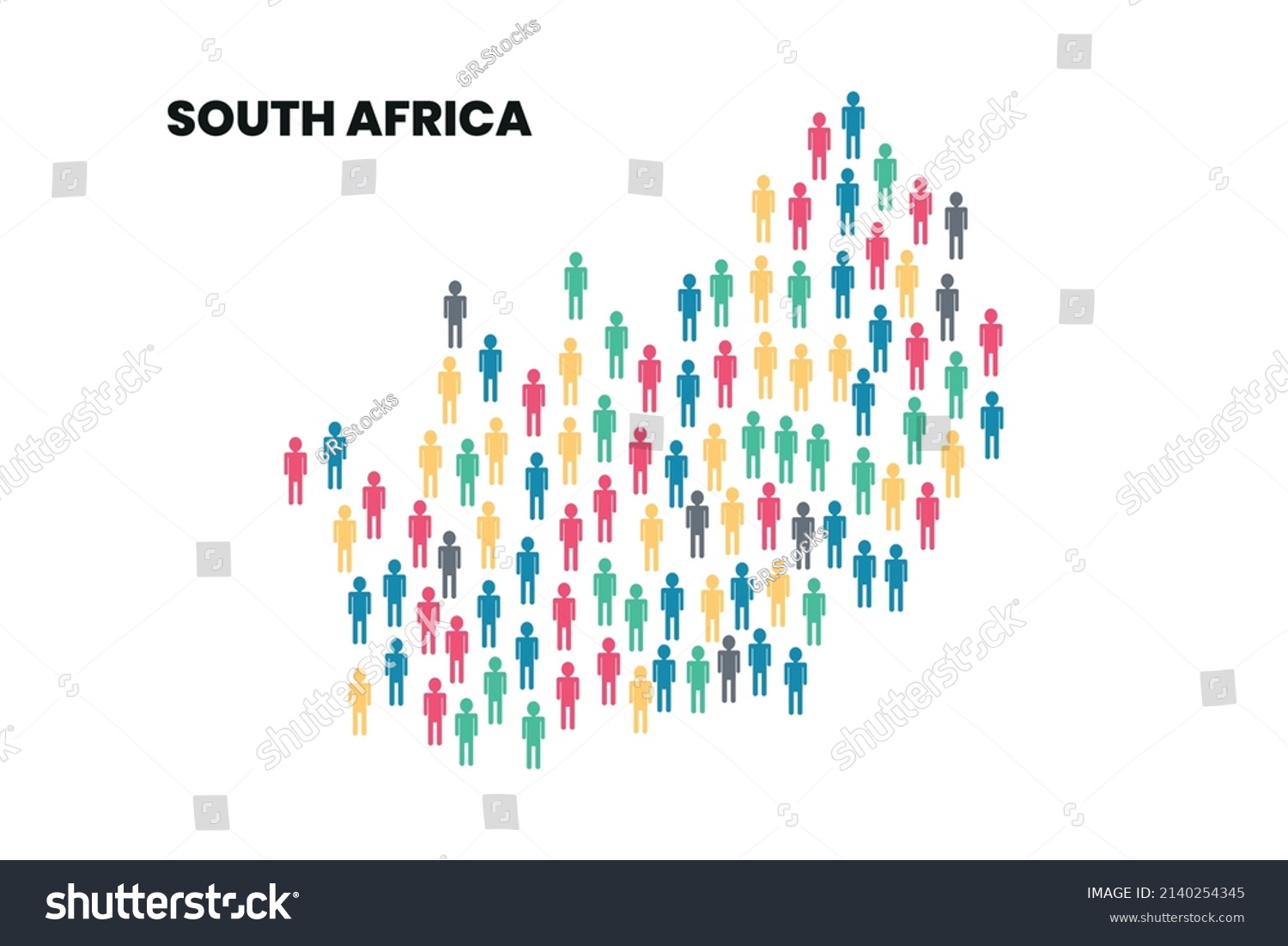 South Africa Map Made By Group Stock Vector (Royalty Free) 2140254345