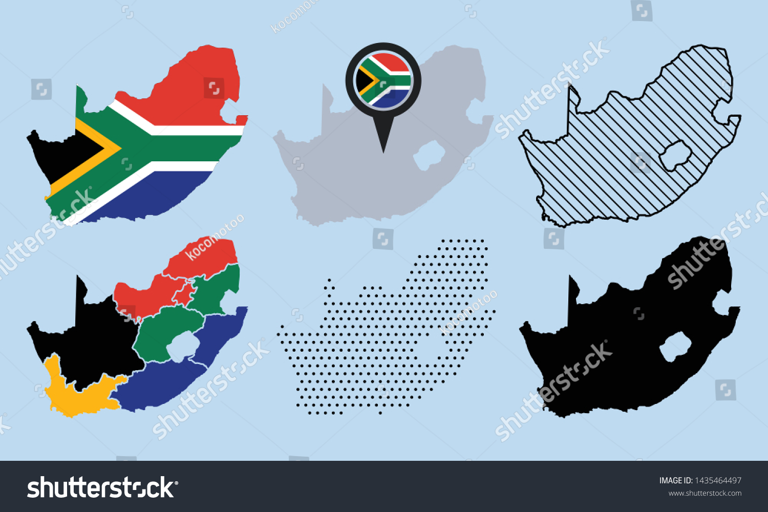 South Africa Map Vector Set: vector de stock (libre de regalías ...