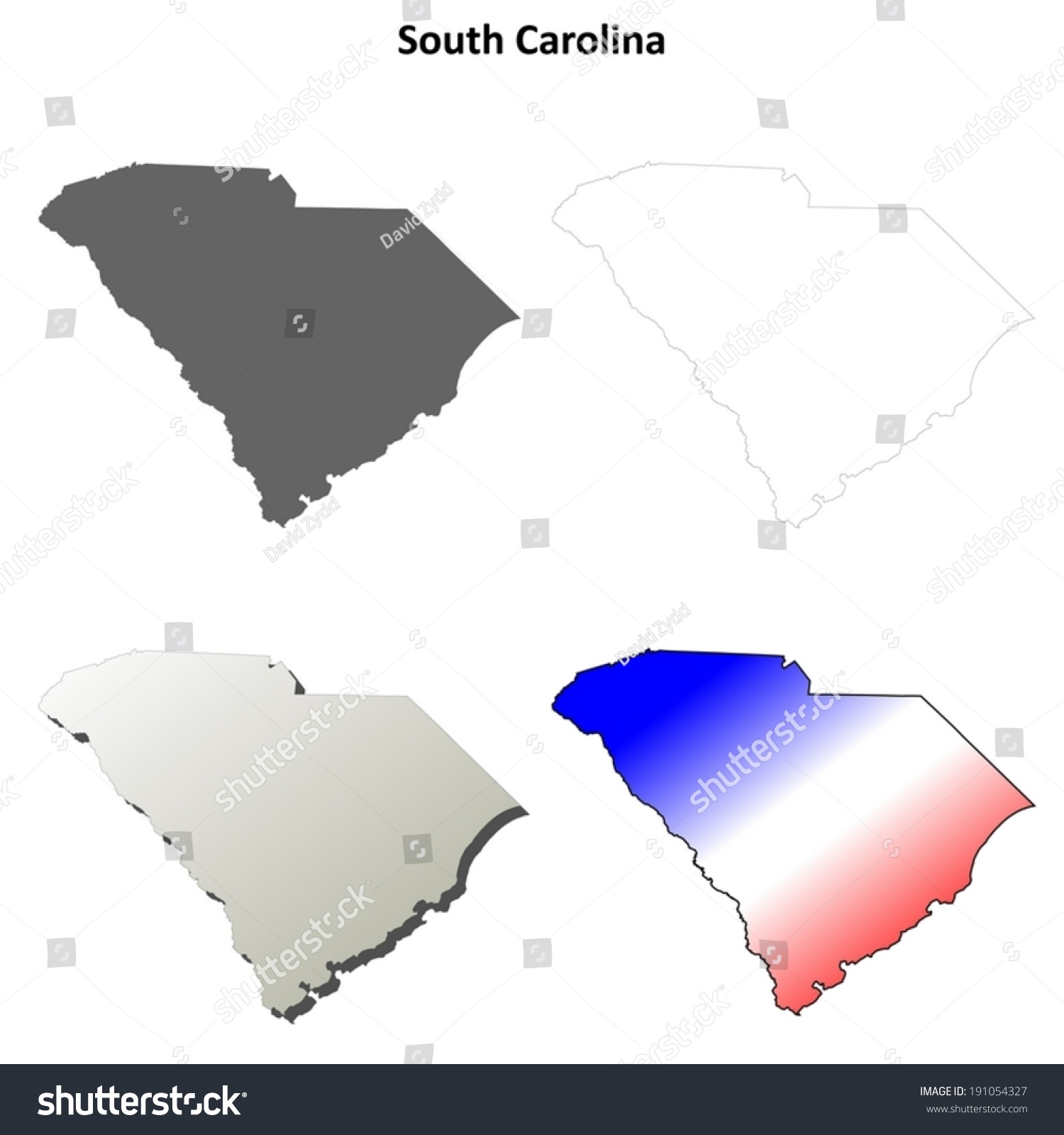 South Carolina Blank Outline Map Set : image vectorielle de stock ...
