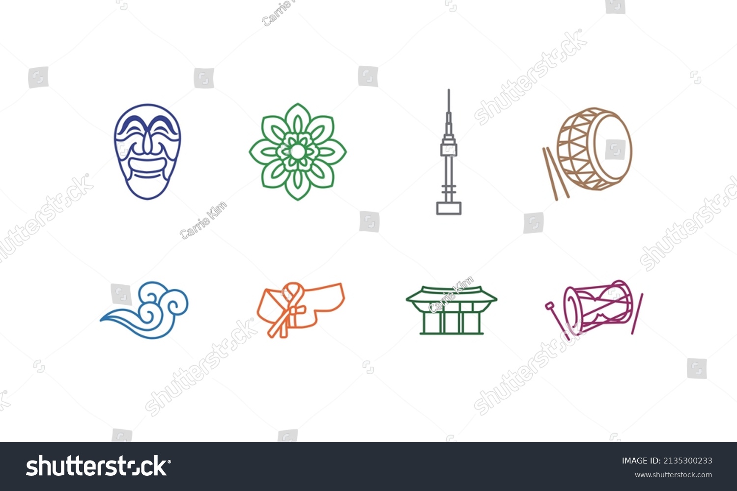 South Korea Icon Vector Set Stock Vector (Royalty Free) 2135300233 ...