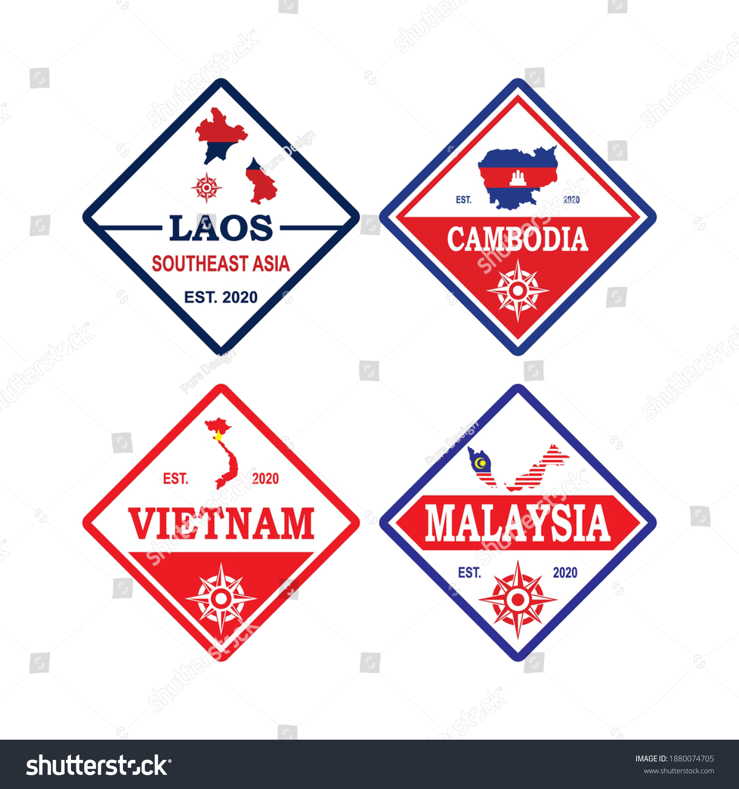 Southeast Map Vector Asia Logo Stock Vector (Royalty Free) 1880074705