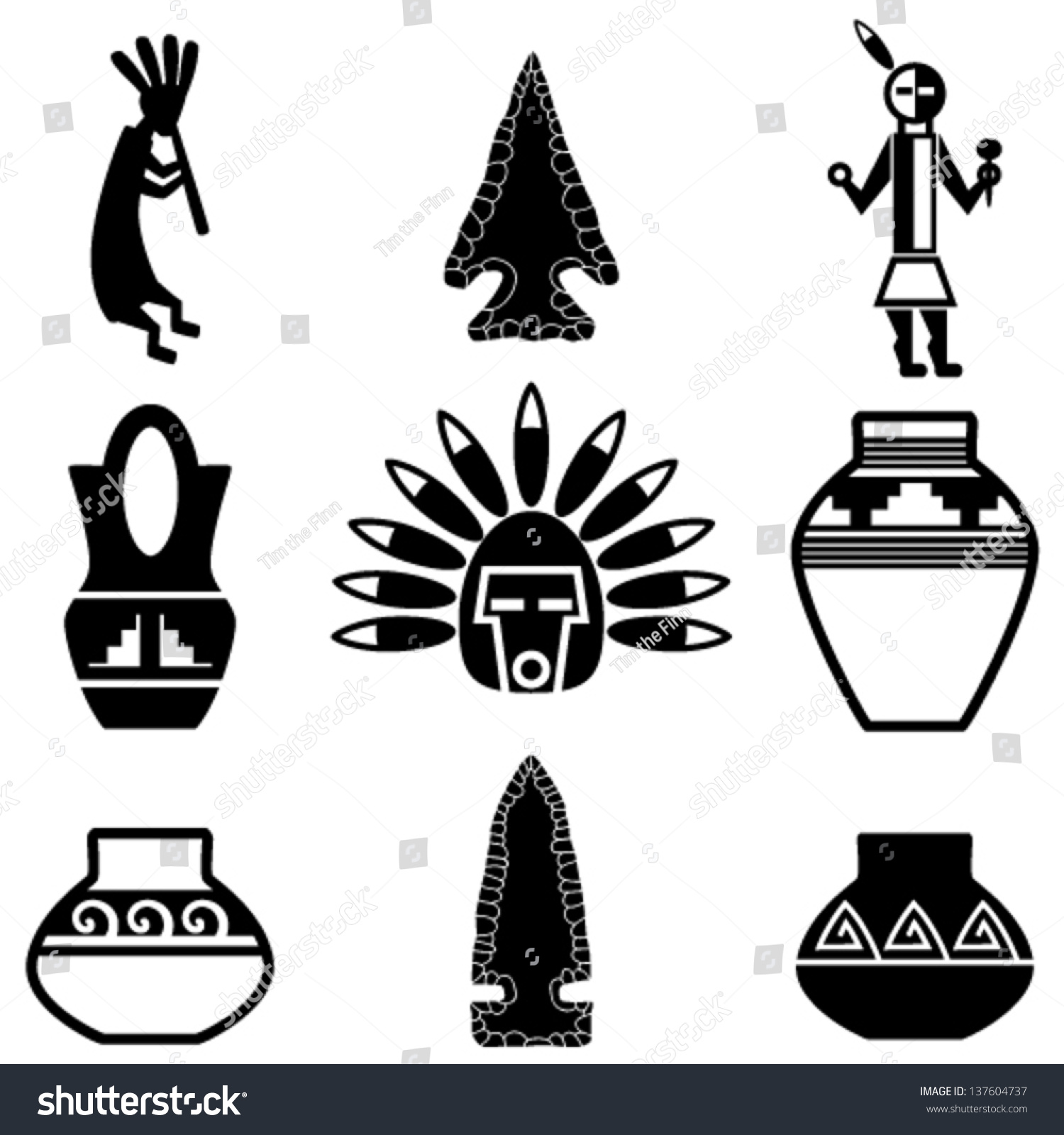 Southwest Native American Artifacts Vector Stock Vector 137604737 ...