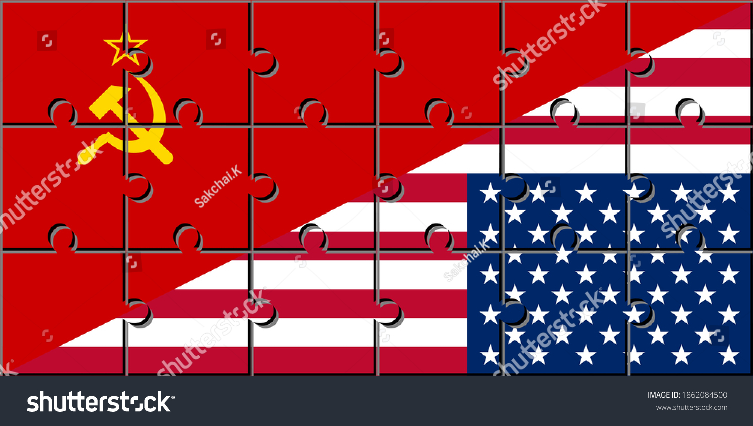 Vektor Stok Soviet United States America Flags Made (Tanpa Royalti ... Vektor Stok Soviet United States America Flags Made (Tanpa Royalti ...