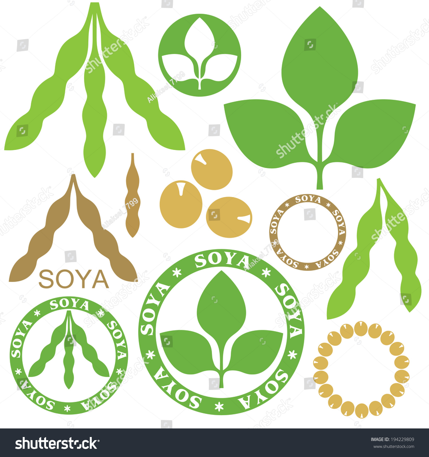 Soybean Logo Soy Bean Vector Illustration 스톡 벡터(로열티 프리) 194229809 ...