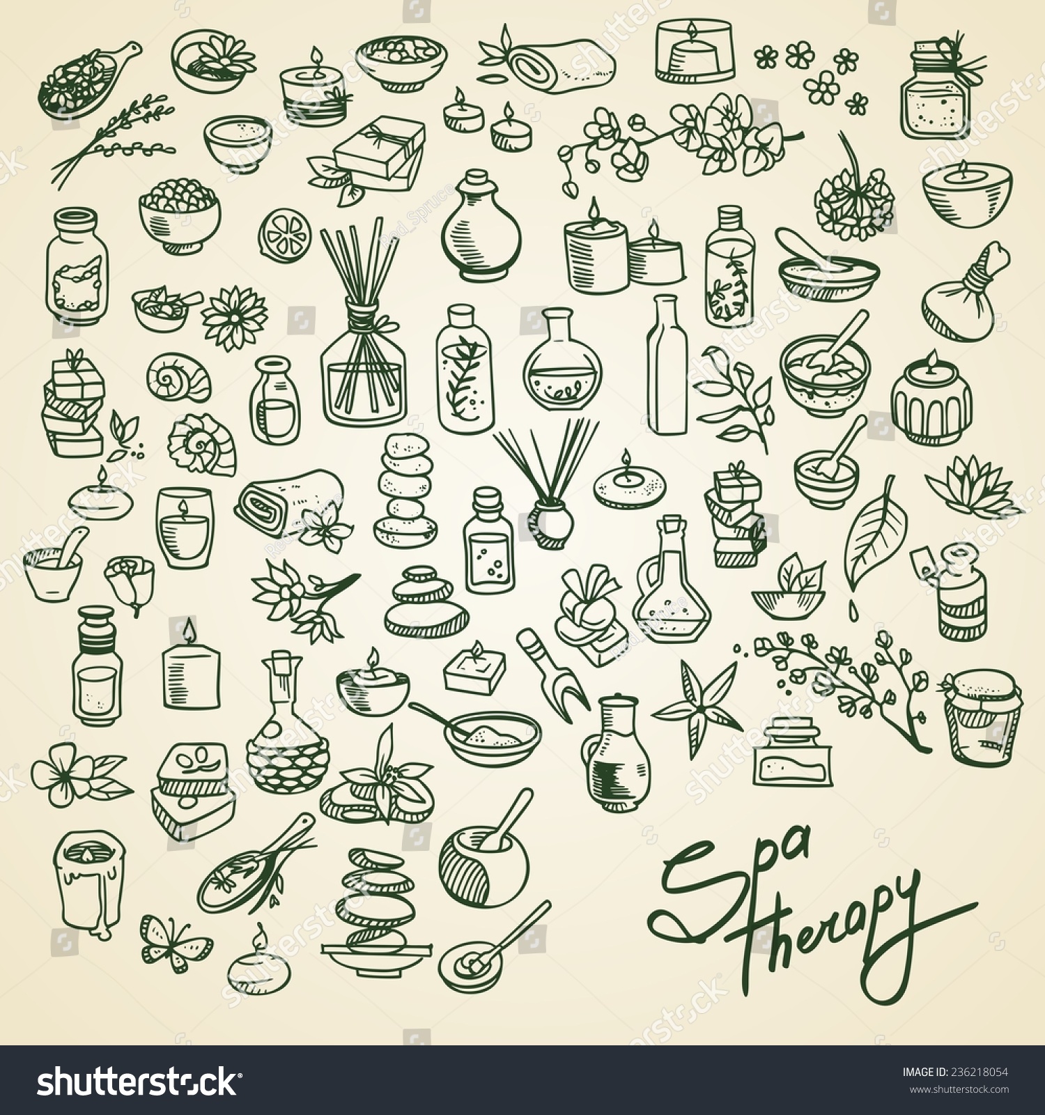Spa Self Care Doodle Design Elements Stock Vector (Royalty Free ...