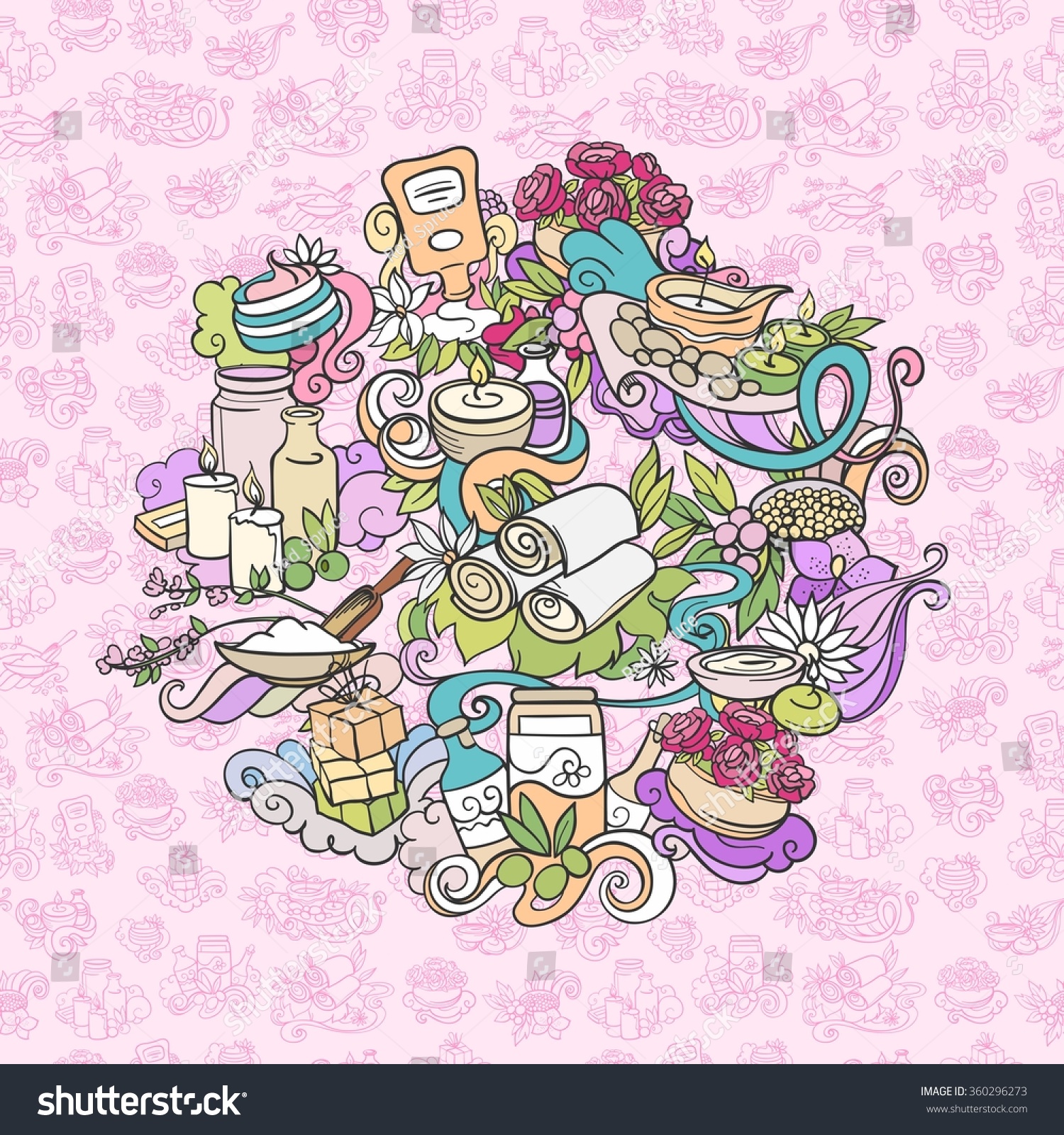 Spa Self Care Doodles Vector Background Stock Vector (Royalty Free ...