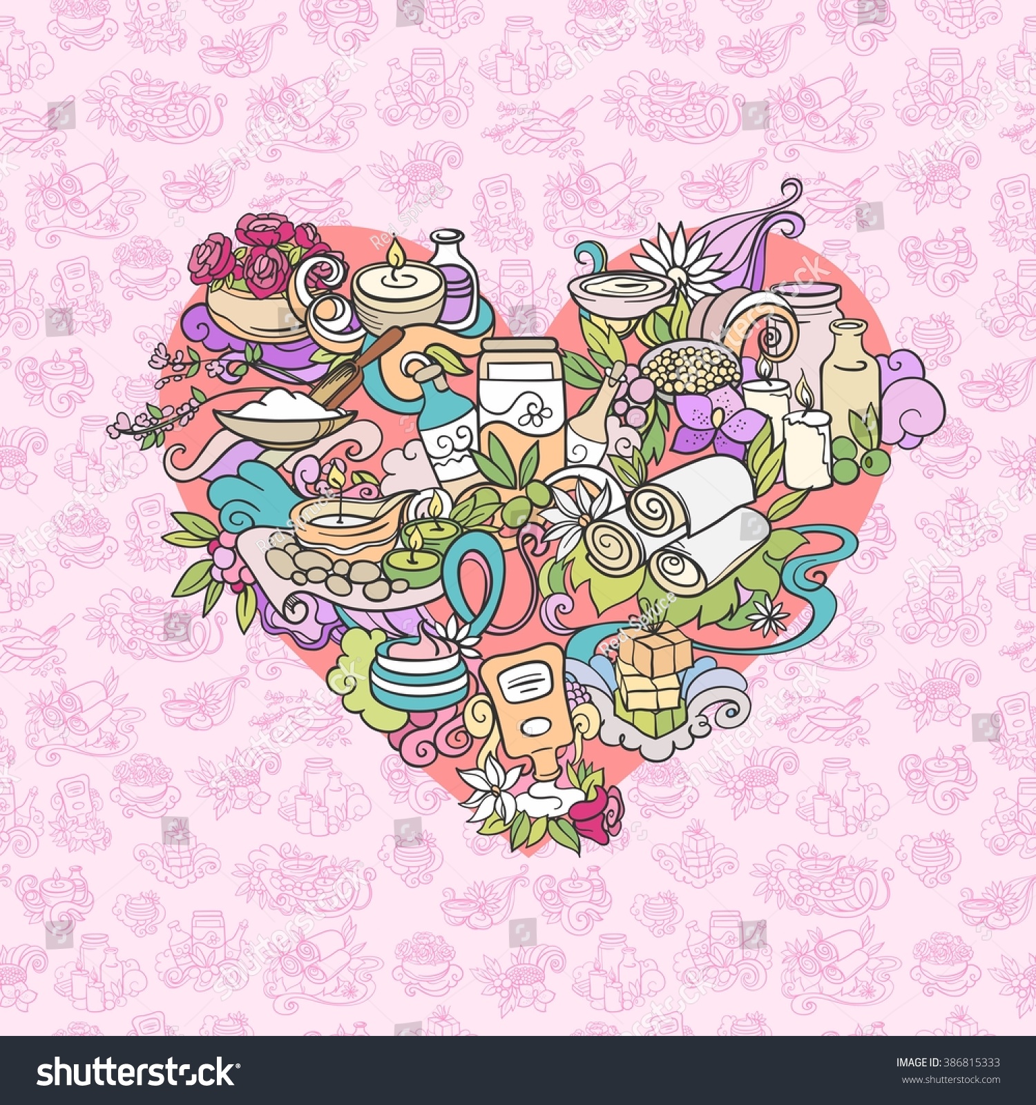 Spa Self Care Doodles Vector Background: vector de stock (libre de ...