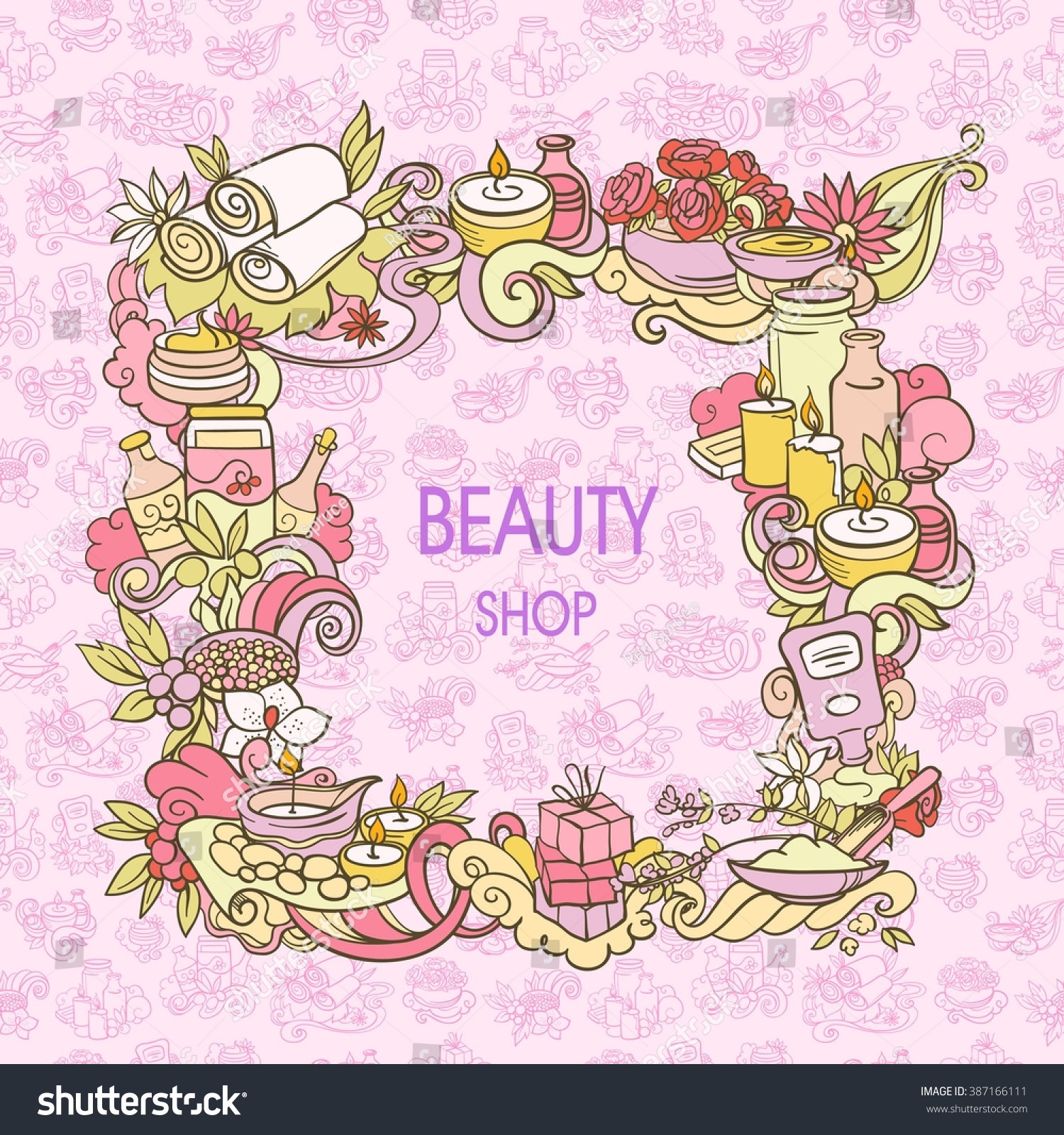 Spa Self Care Doodles Vector Background Stock Vector (Royalty Free ...