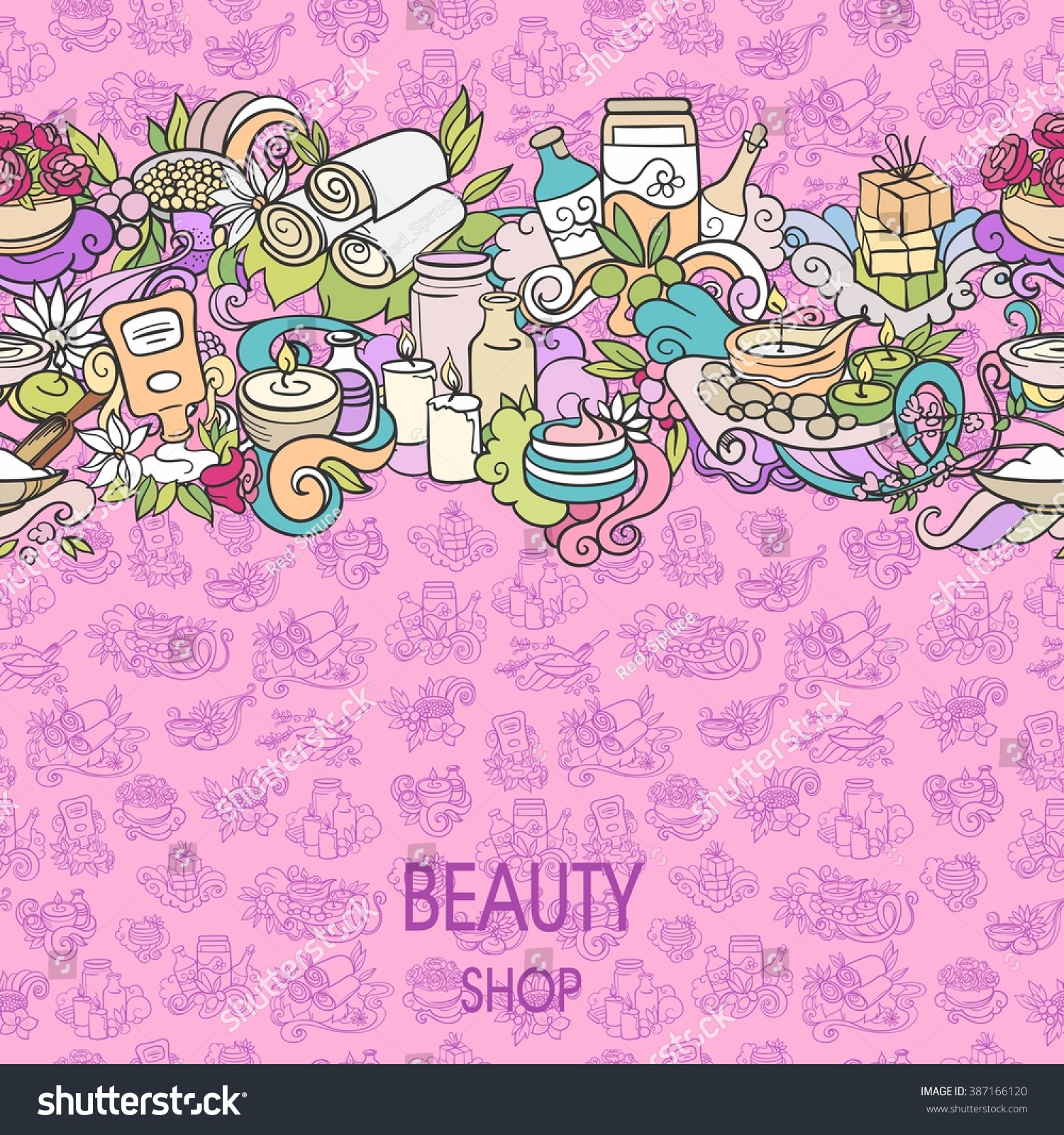 Spa Self Care Doodles Vector Background: เวกเตอร์สต็อก (ปลอดค่า ...