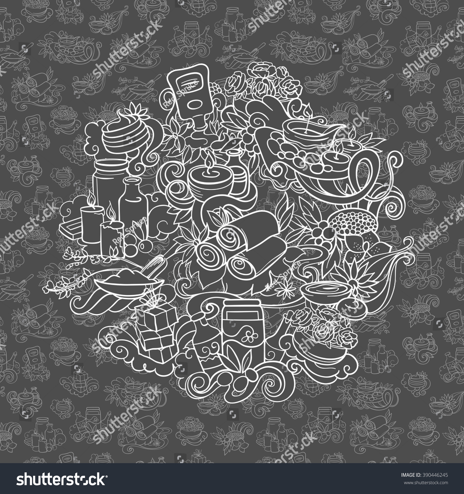 Spa Self Care Doodles Vector Background Stock Vector (Royalty Free ...