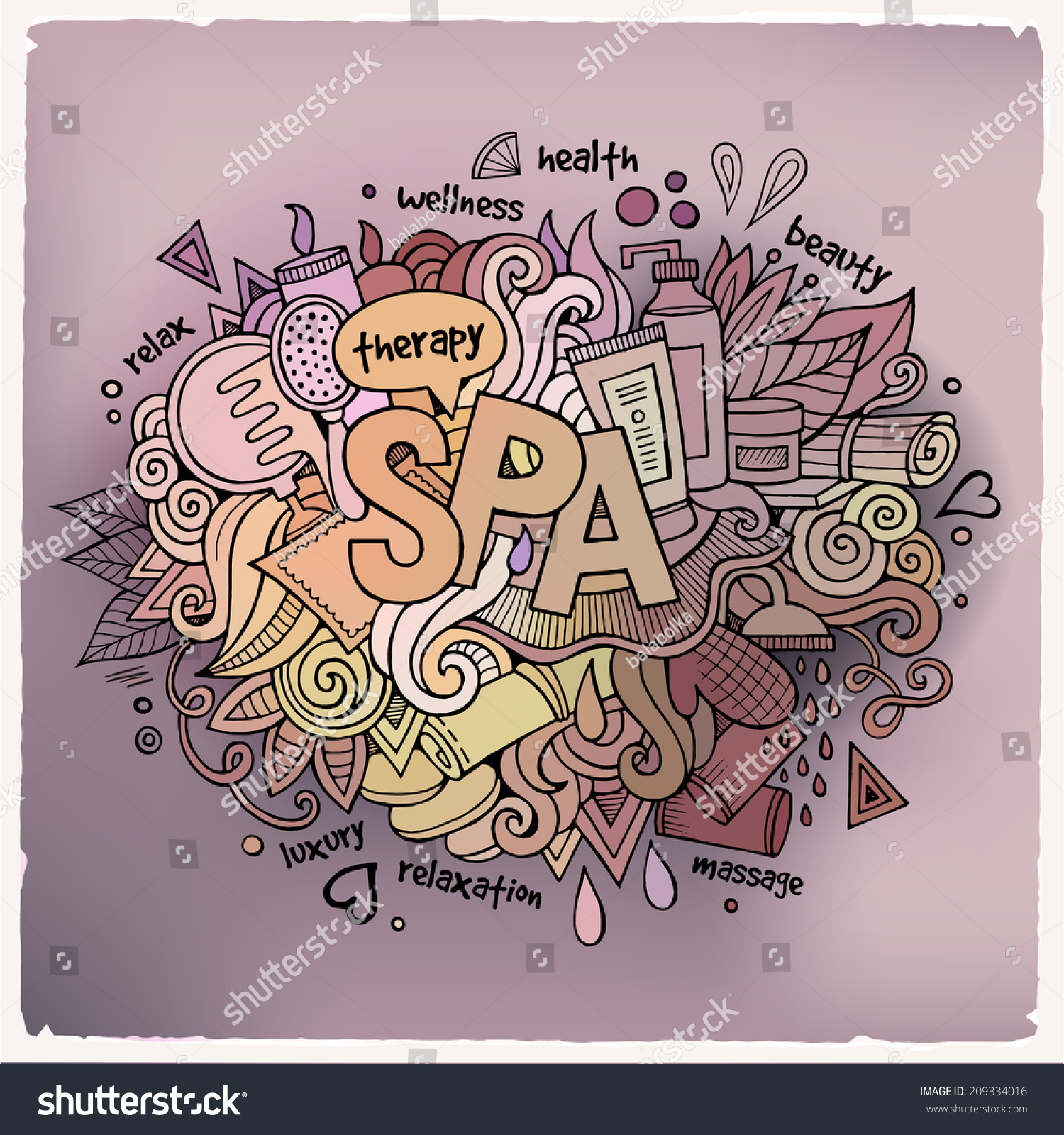 Spa Hand Lettering Doodles Elements Background: vector de stock (libre ...