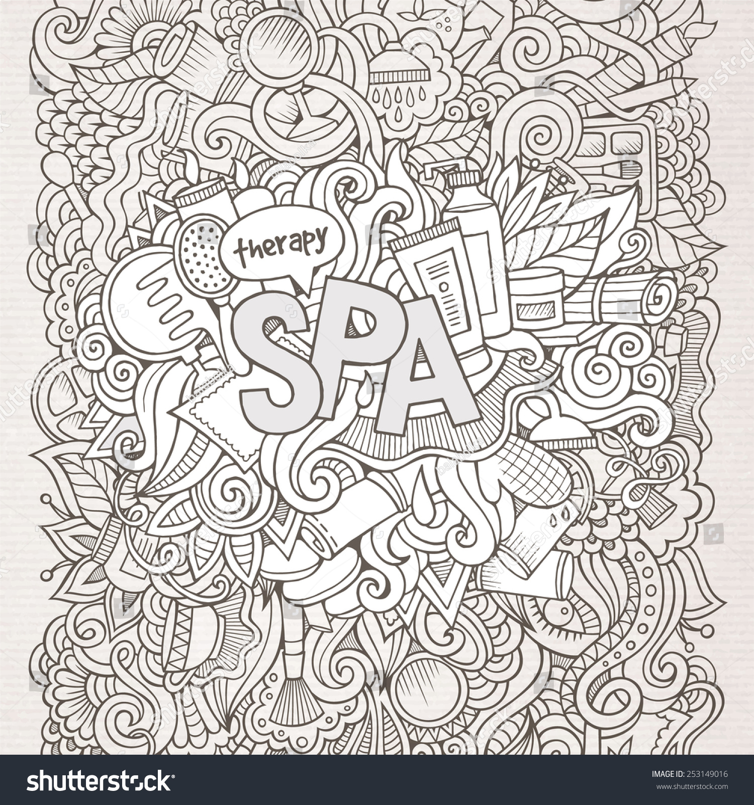 Spa Hand Lettering Doodles Elements Background Stock Vector (Royalty ...