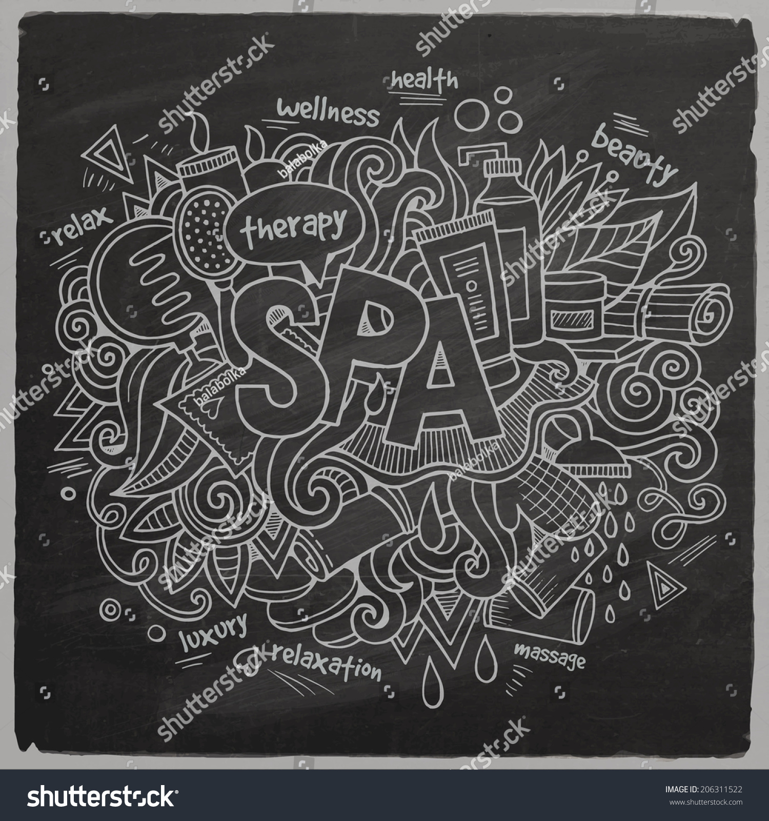Spa Vector Hand Lettering Doodles Elements: Stock-Vektorgrafik ...