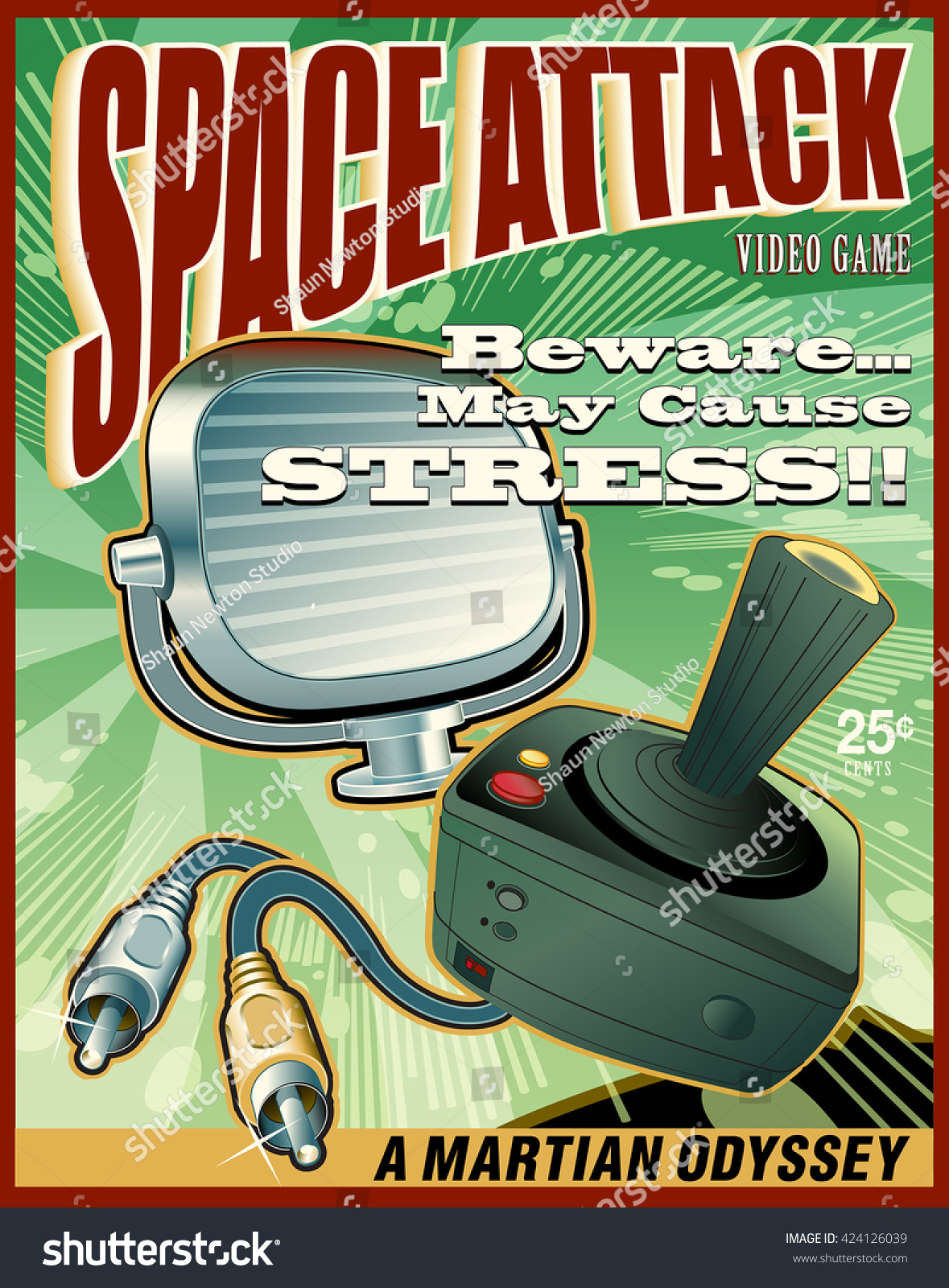 Space Attack Video Game Cover Stock Vector (Royalty Free) 424126039